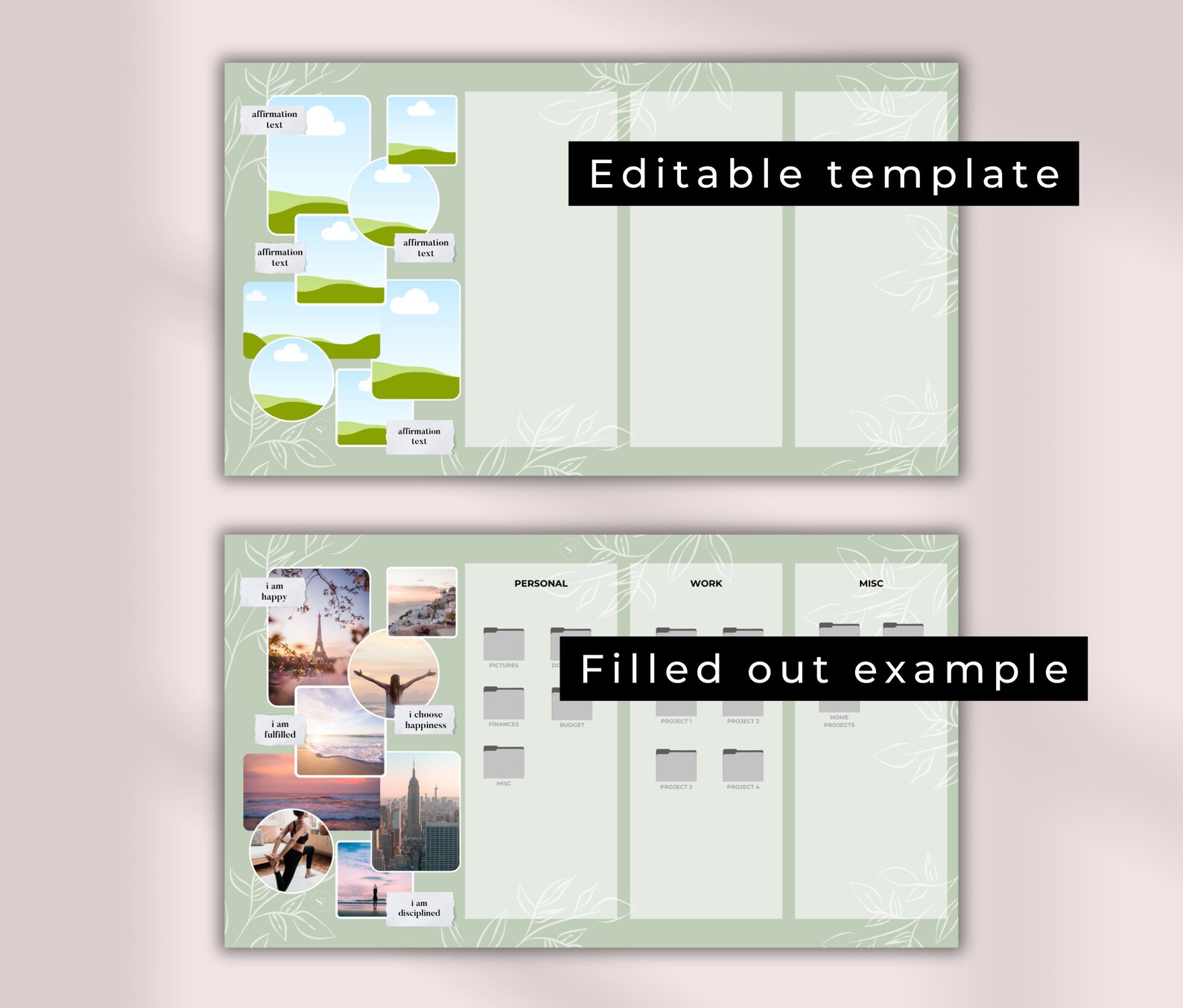 CANVA EDITABLE Vision Board Desktop Wallpaper Organizer - Etsy