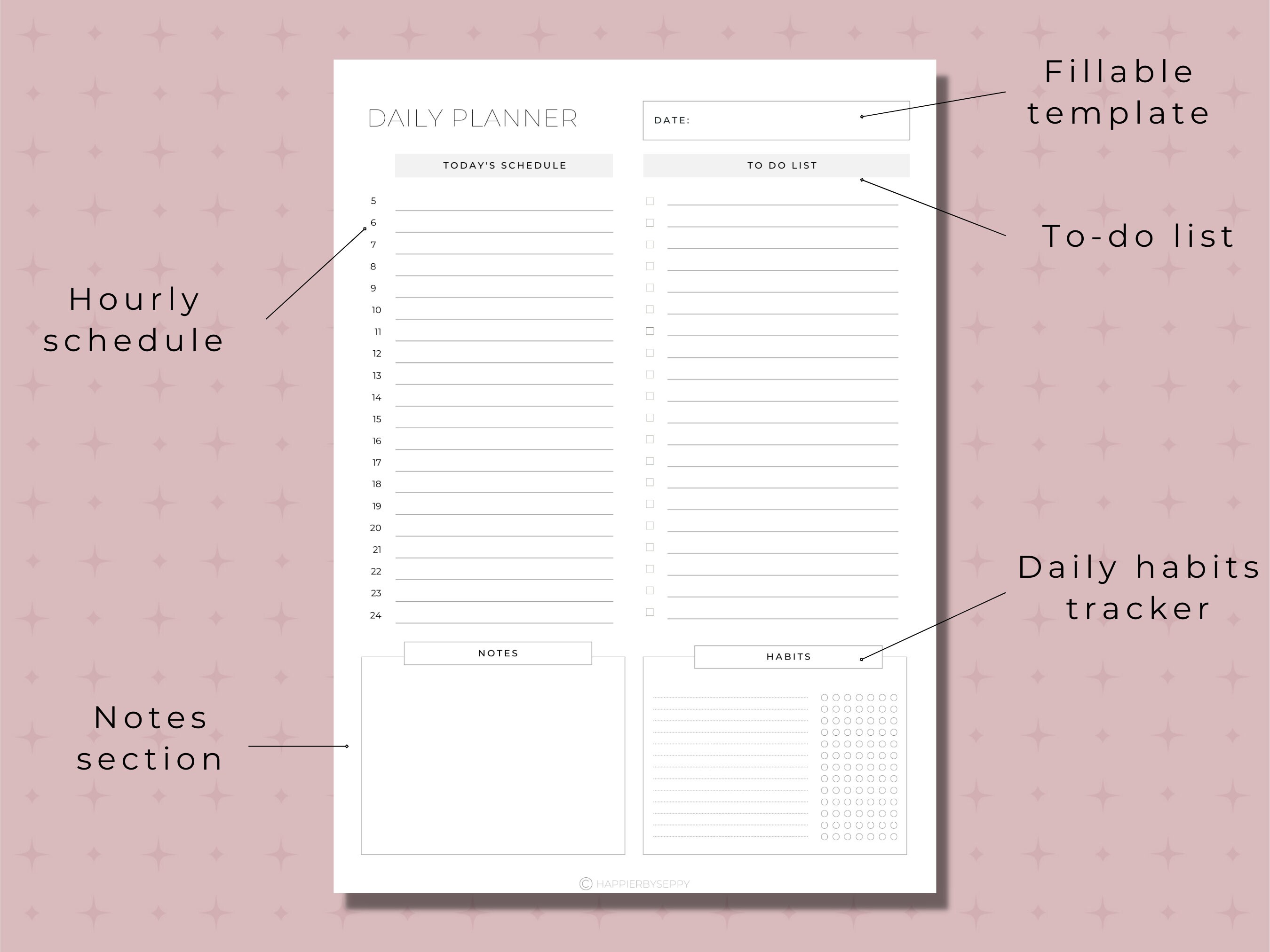 HOURLY PLANNER PRINTABLE, Hourly Planner Goodnotes Hourly Planner ...