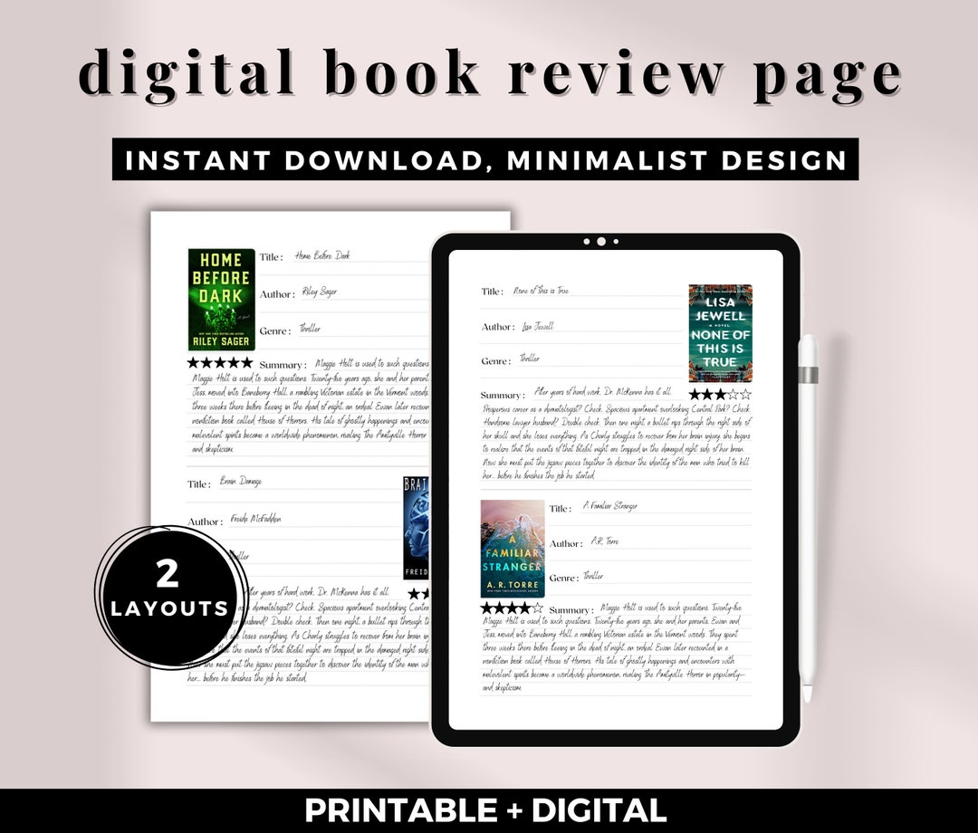 2024 Digital Reading Journal & Book Review Log for Goodnotes, Digital ...