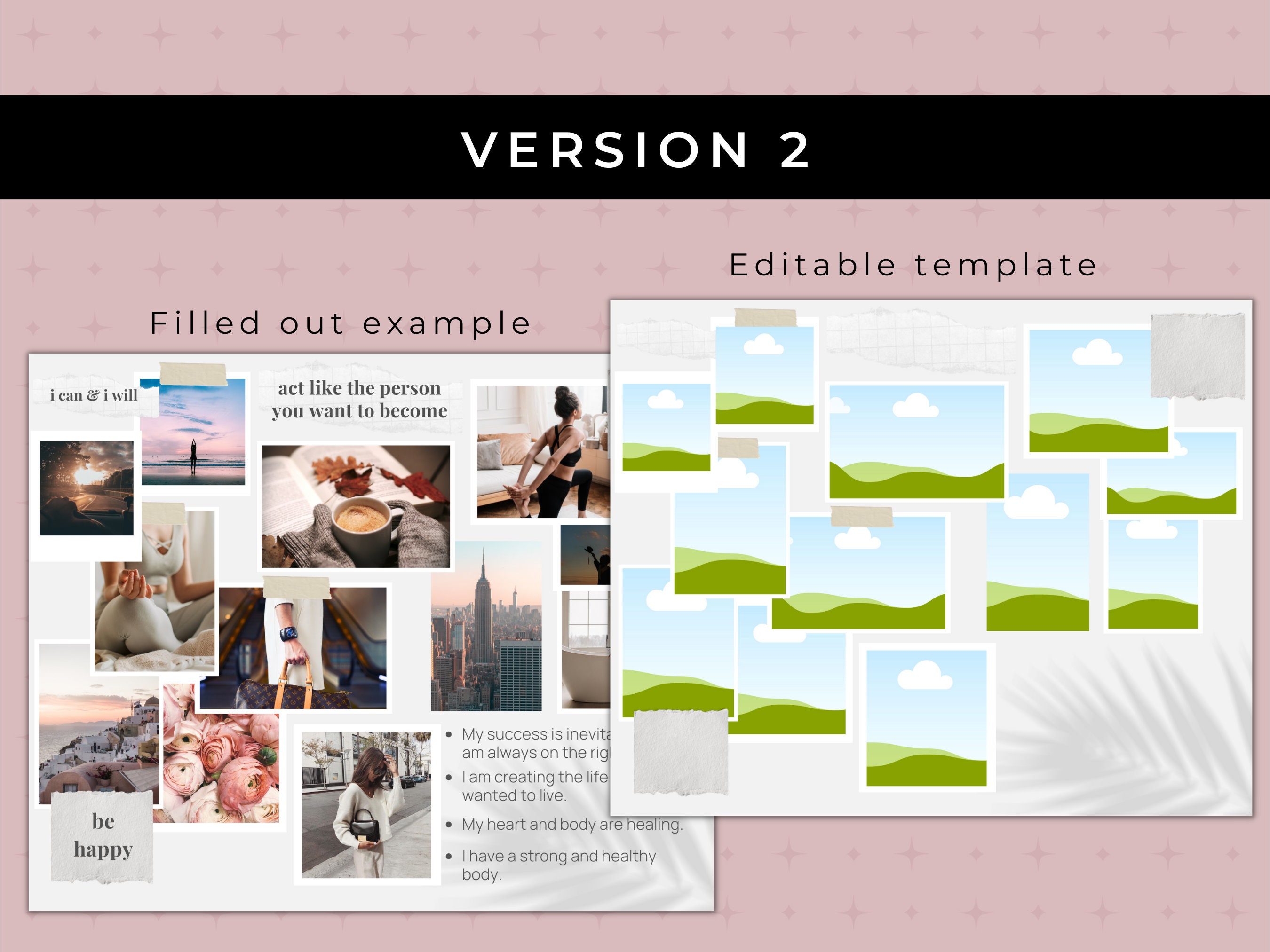 2024 VISION BOARD KIT, Digital Vision Board Template Canva Vision Board ...