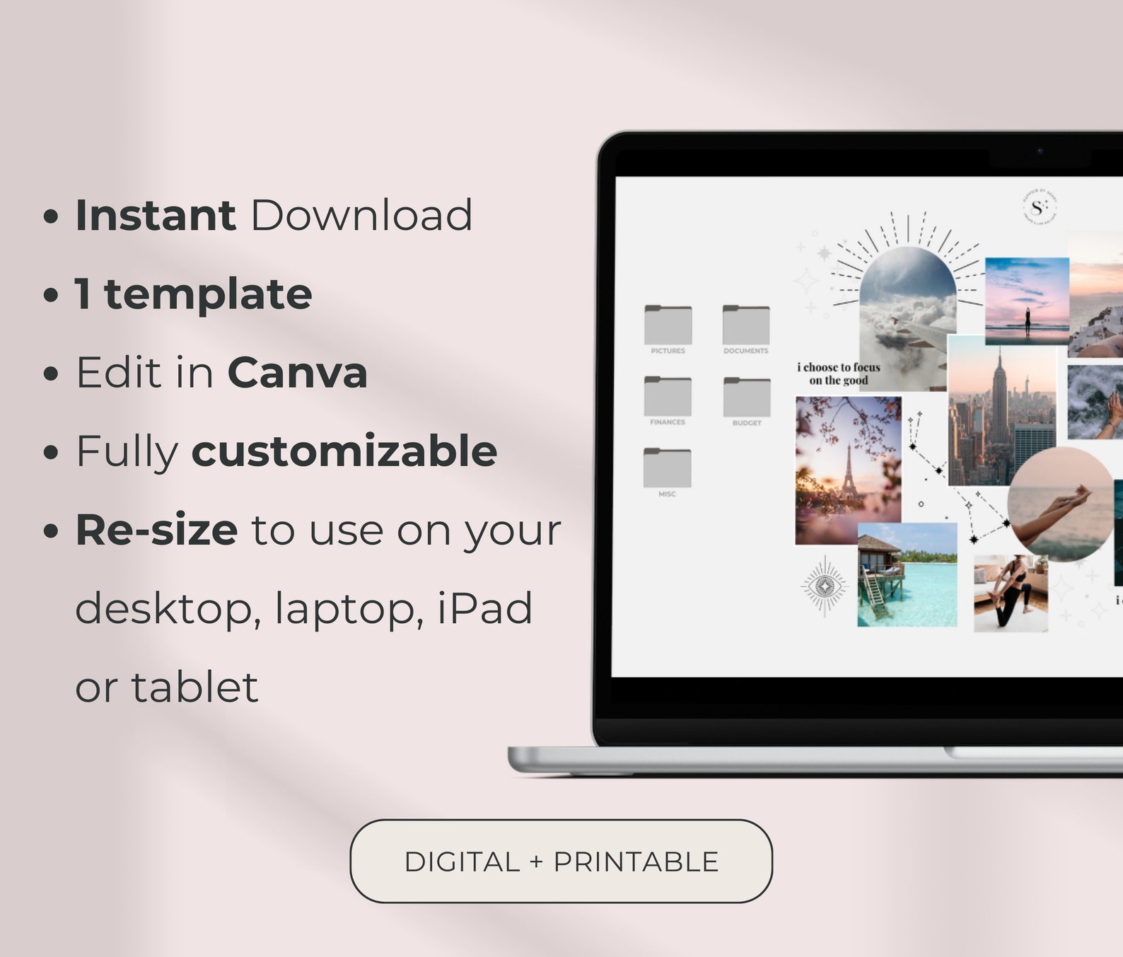 EDITABLE Desktop Wallpaper Organizer Aesthetic, Vision Board Kit ...