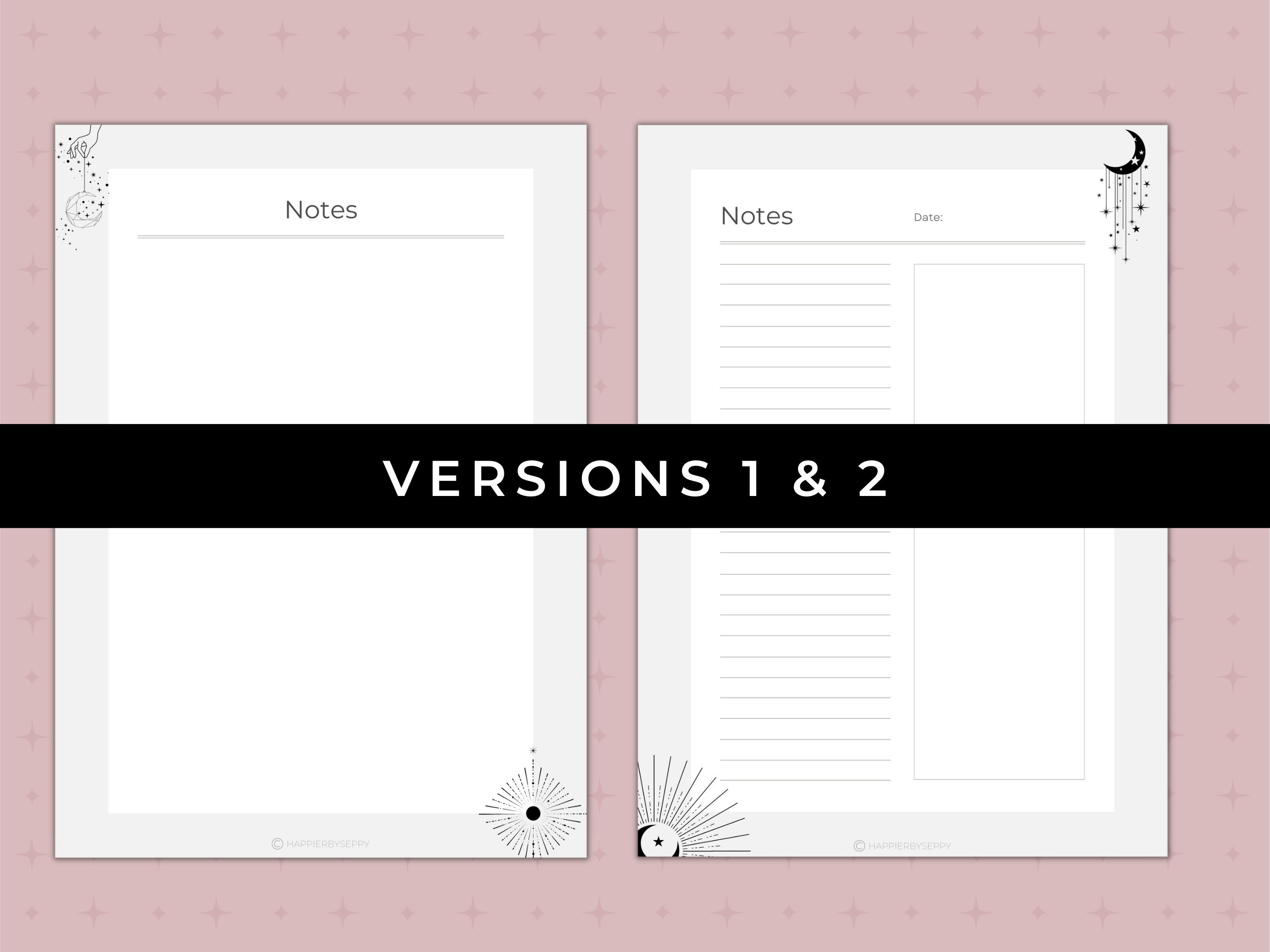 Lined Notes Template, Printable Lined Paper Bundle, iPad Lined Journal ...