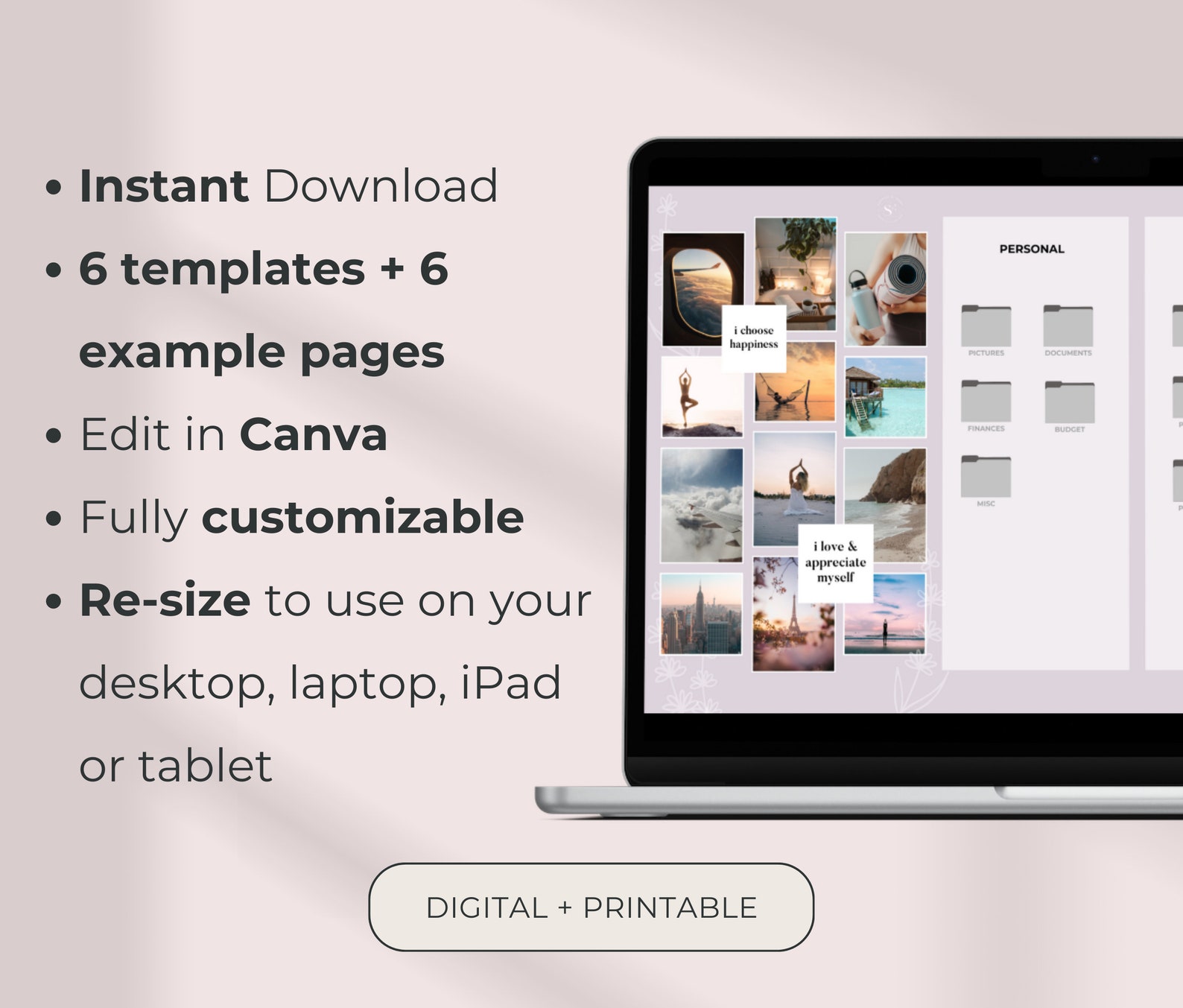 EDITABLE Desktop Wallpaper Organizer Aesthetic, Vision Board Kit ...