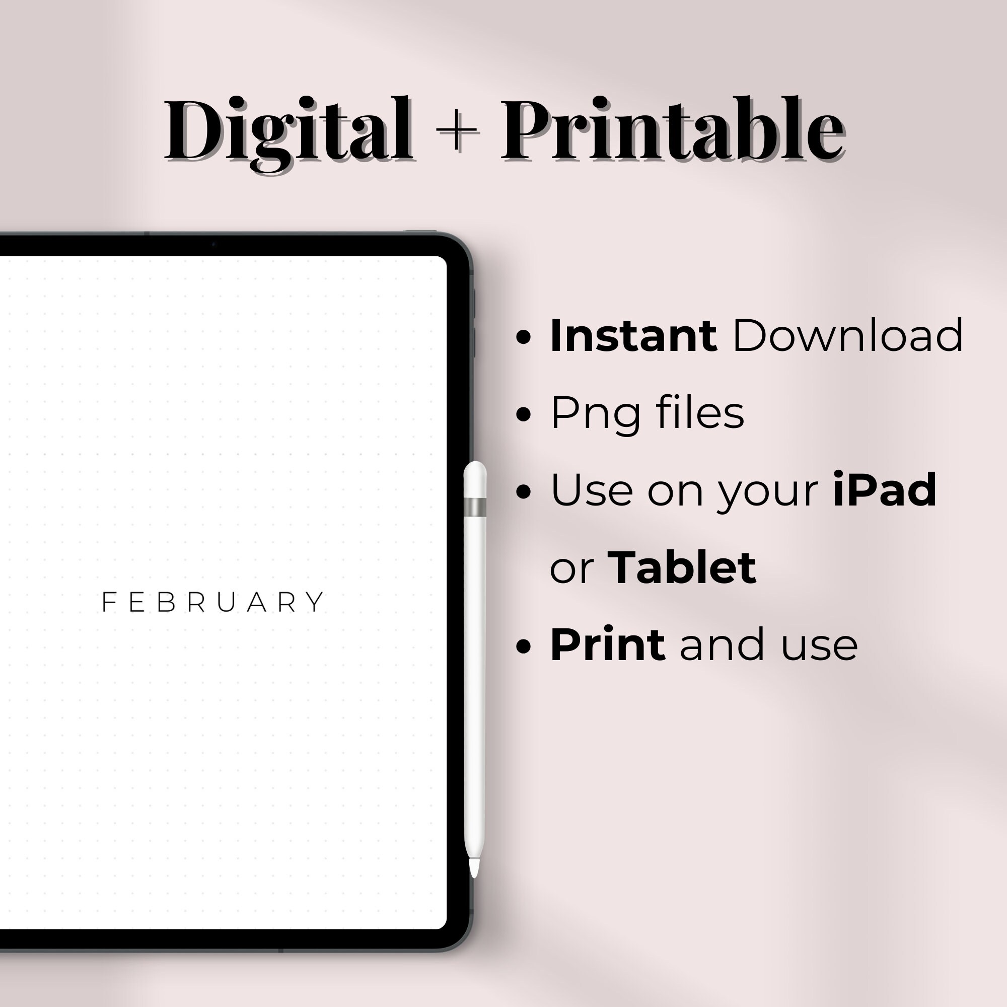 PREMADE BULLET JOURNAL Printable Bujo Pages Monthly Covers, Bullet ...