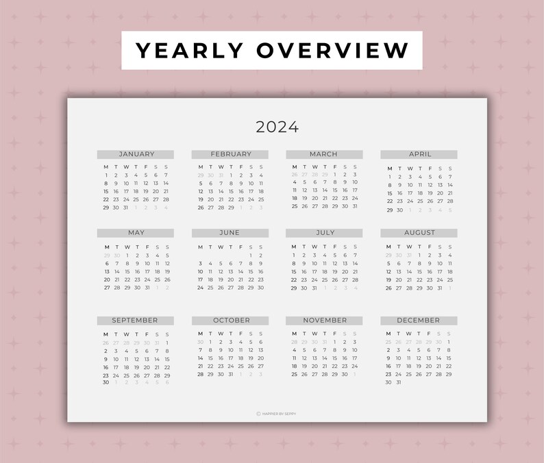 2024 Monthly Calendar Pages, Undated Monthly Calendar Printable ...
