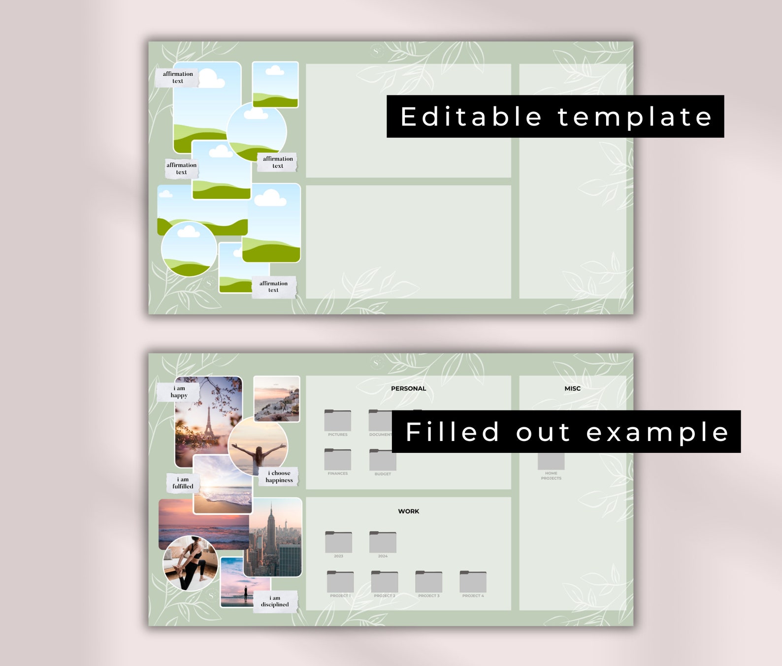 CANVA EDITABLE Vision Board Desktop Wallpaper Organizer Aesthetic ...