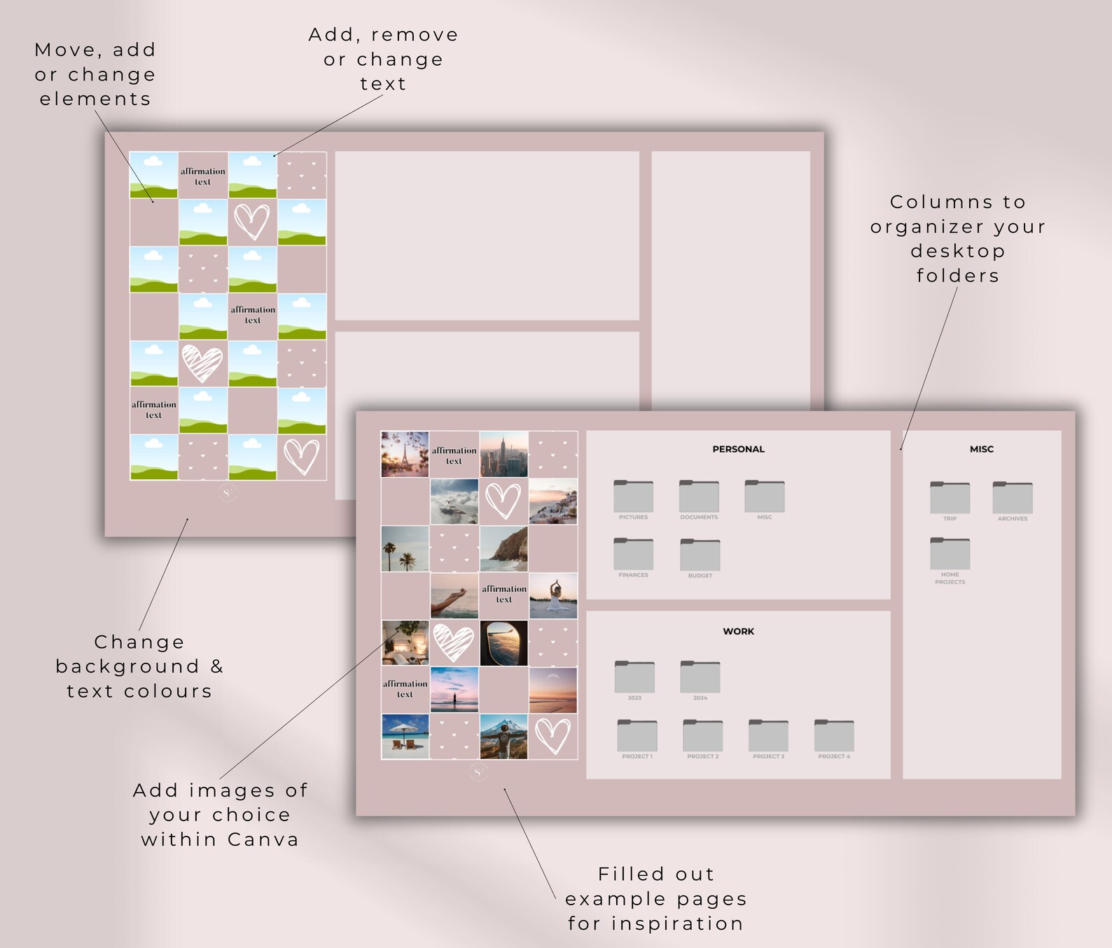 VISION BOARD KIT 2024 Desktop Wallpaper Vision Board Canva Desktop ...