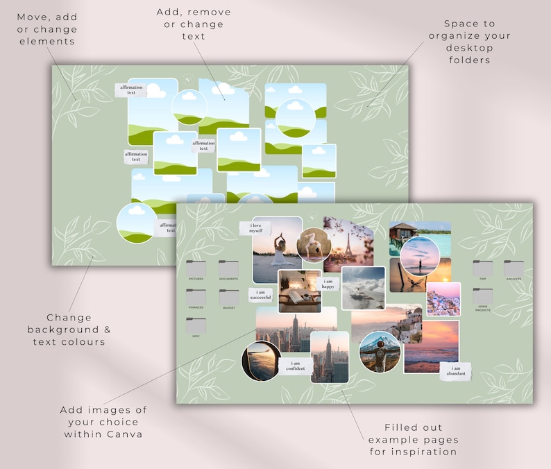 CANVA EDITABLE Vision Board Desktop Wallpaper Organizer Aesthetic ...