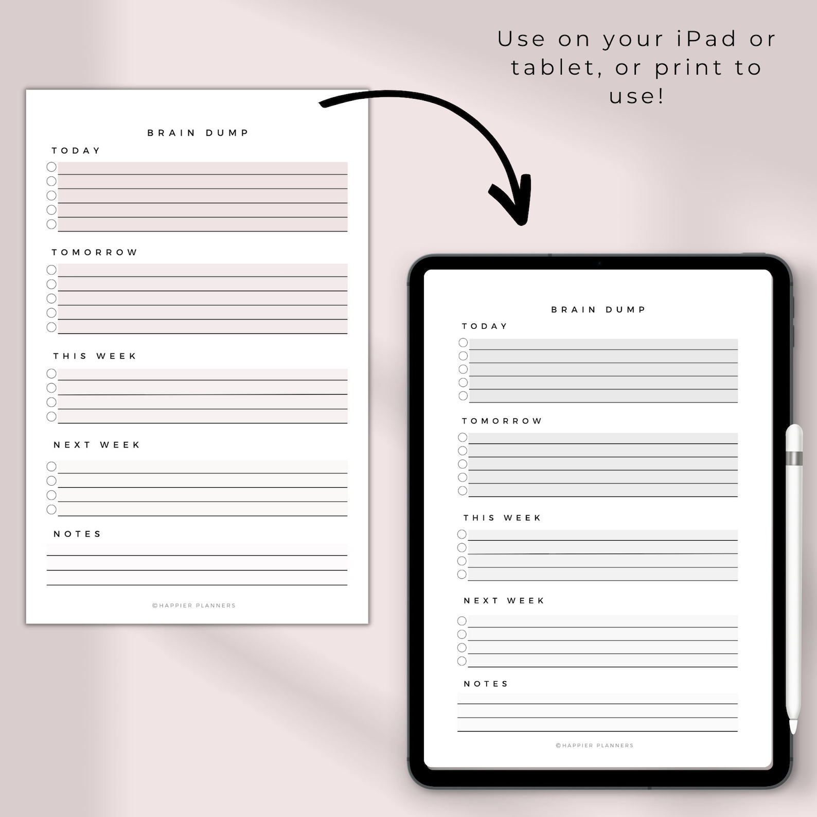 BRAIN DUMP NOTEBOOK | Brain Dump Printable, Brain Dump Planner, Brain ...