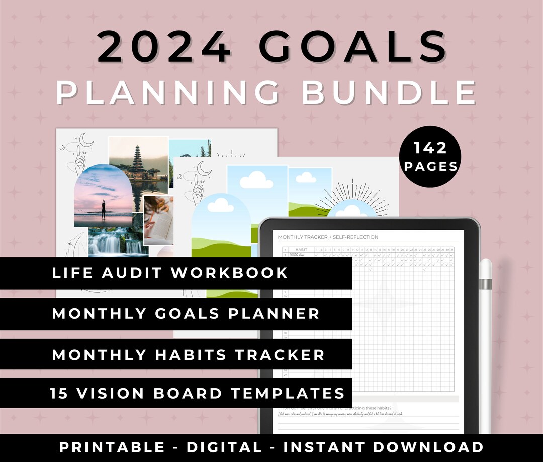 Personal Development Digital Planners, Manifestation Workbook, Goal ...