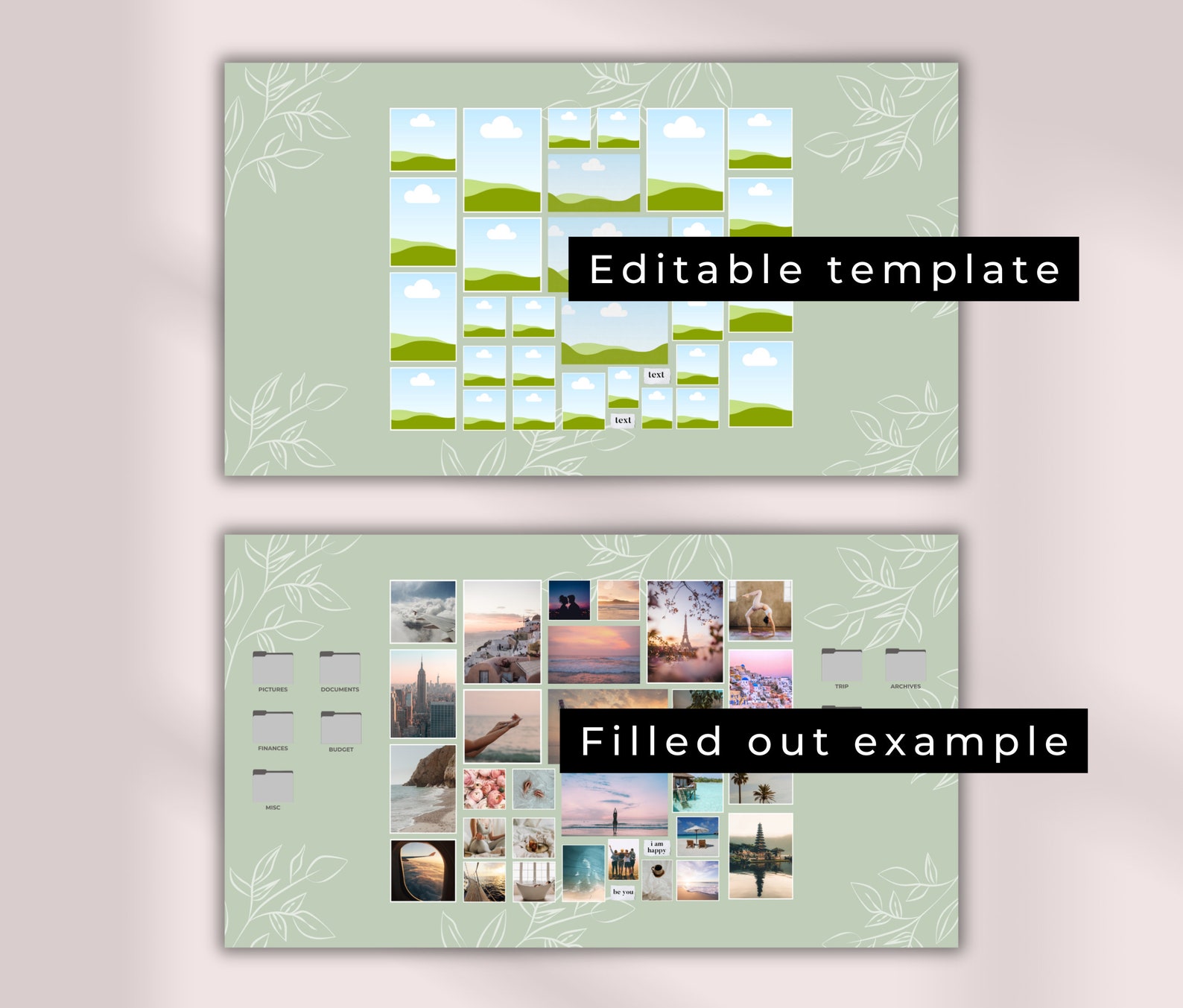 CANVA EDITABLE Vision Board Desktop Wallpaper Organizer Aesthetic ...