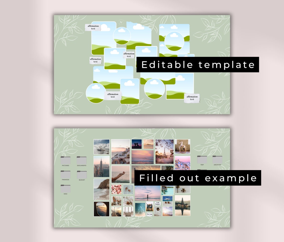 CANVA EDITABLE Vision Board Desktop Wallpaper Organizer - Etsy