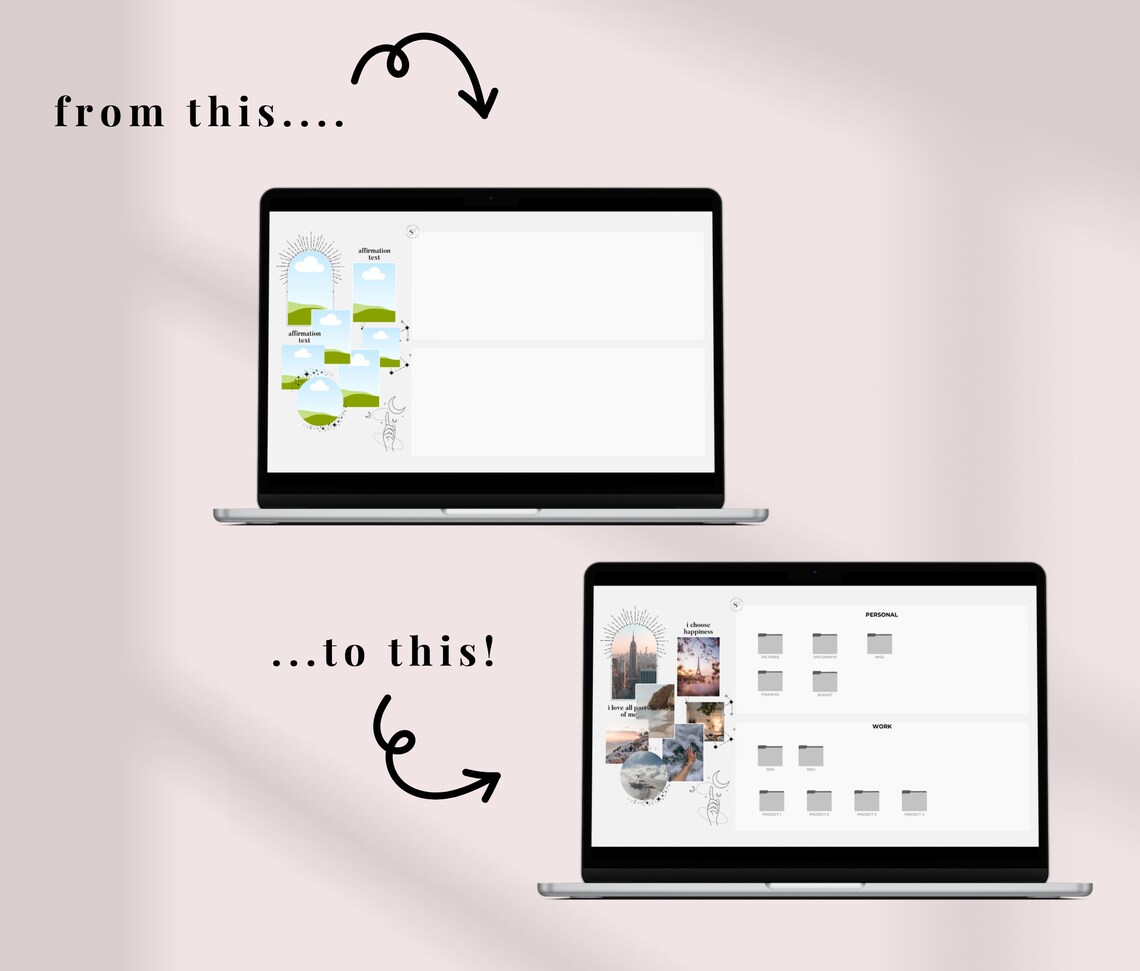 EDITABLE Desktop Wallpaper Organizer Aesthetic, Vision Board Kit ...