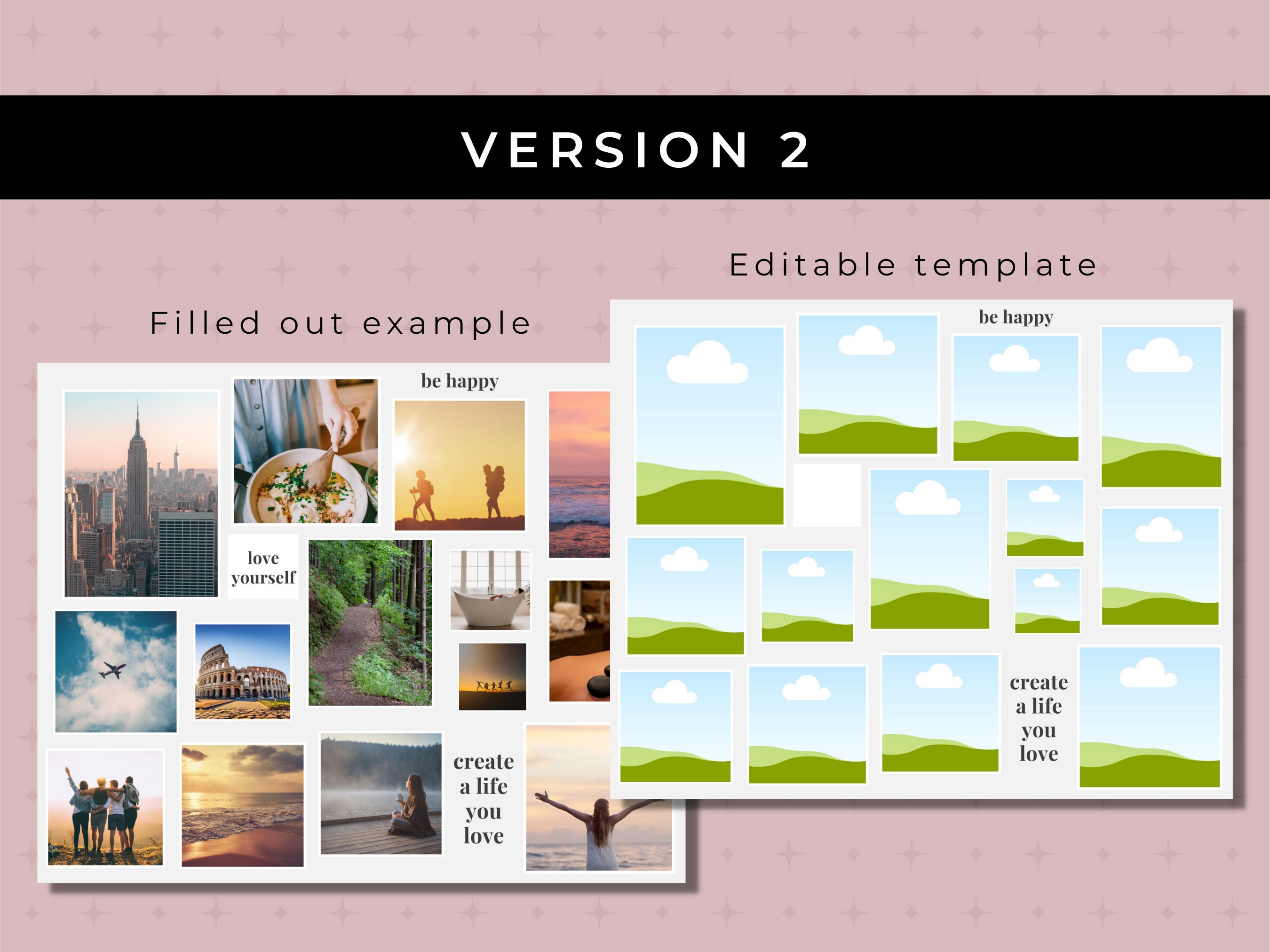 Printable 2024 Vision Board, Printable Pdf Mood Board for Women ...