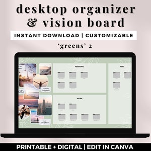 CANVA EDITABLE Vision Board Desktop Wallpaper Organizer Aesthetic ...