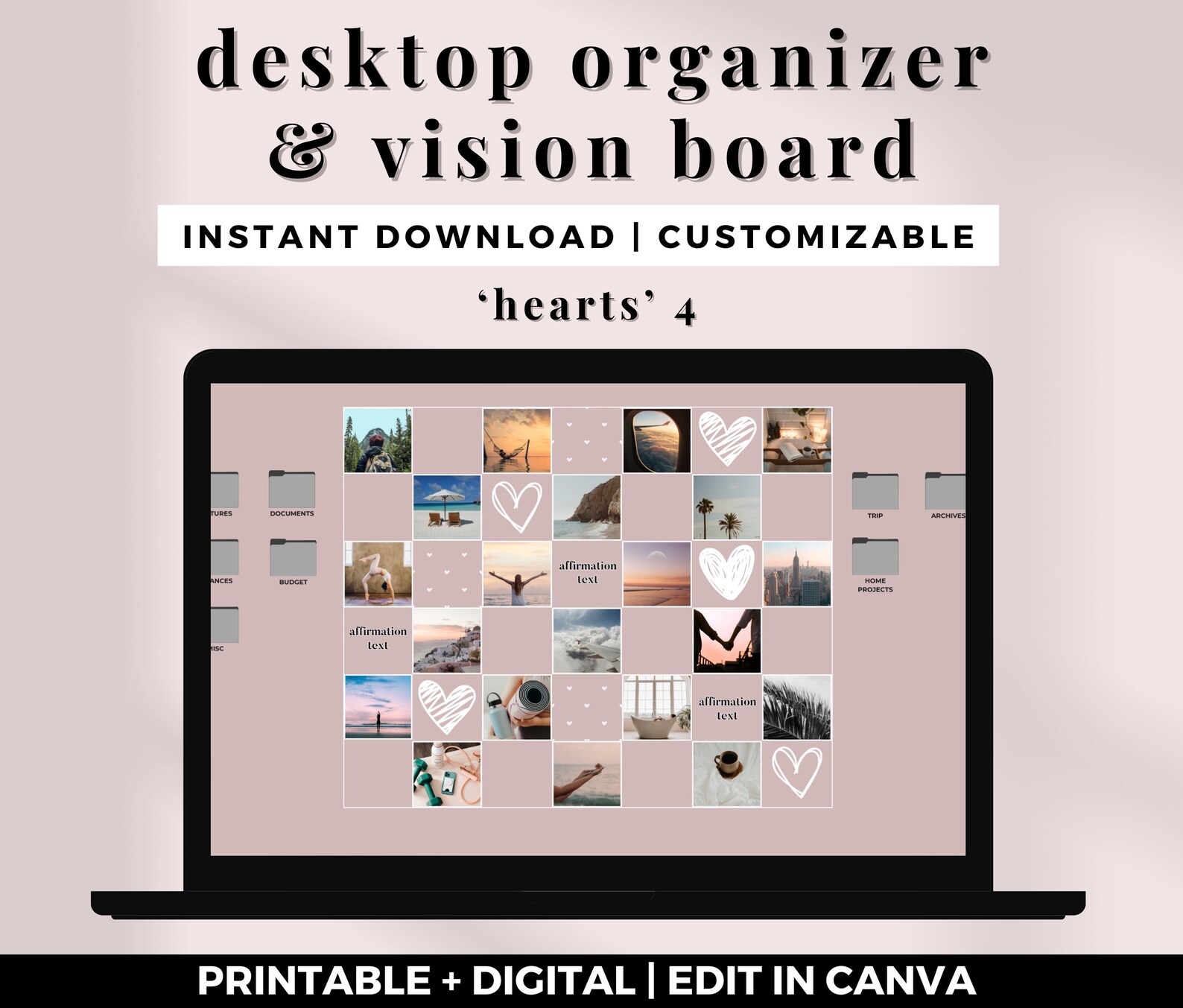 VISION BOARD KIT 2024 Desktop Wallpaper Vision Board Canva Desktop ...