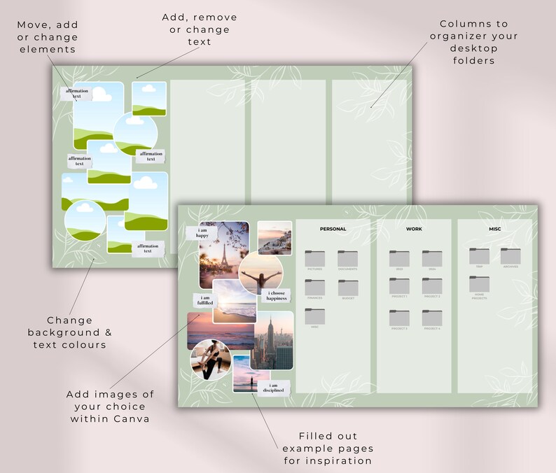 CANVA EDITABLE Vision Board Desktop Wallpaper Organizer Aesthetic ...