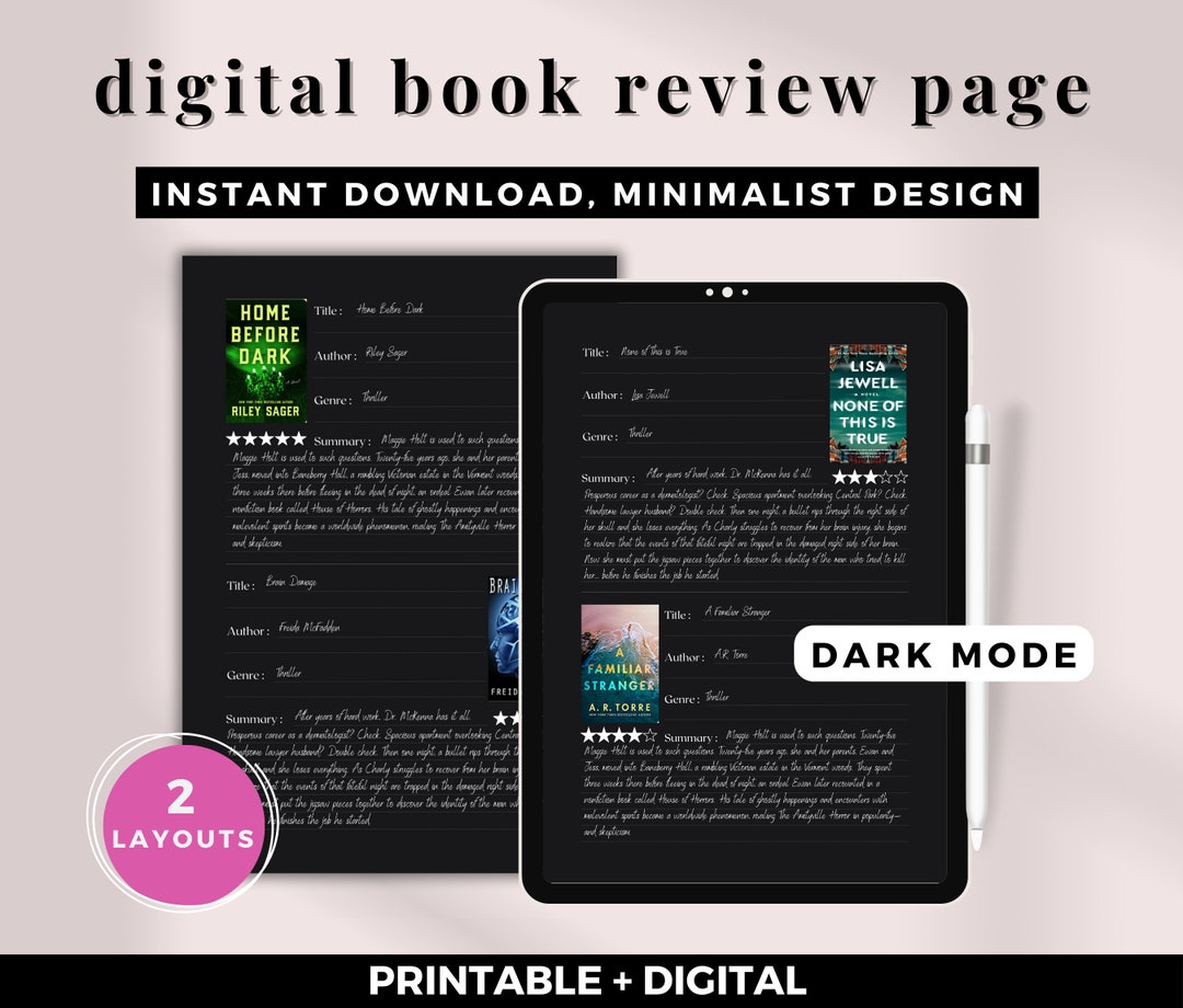 Book Review Journal, 2024 Reading Journal Digital, Digital Reading ...