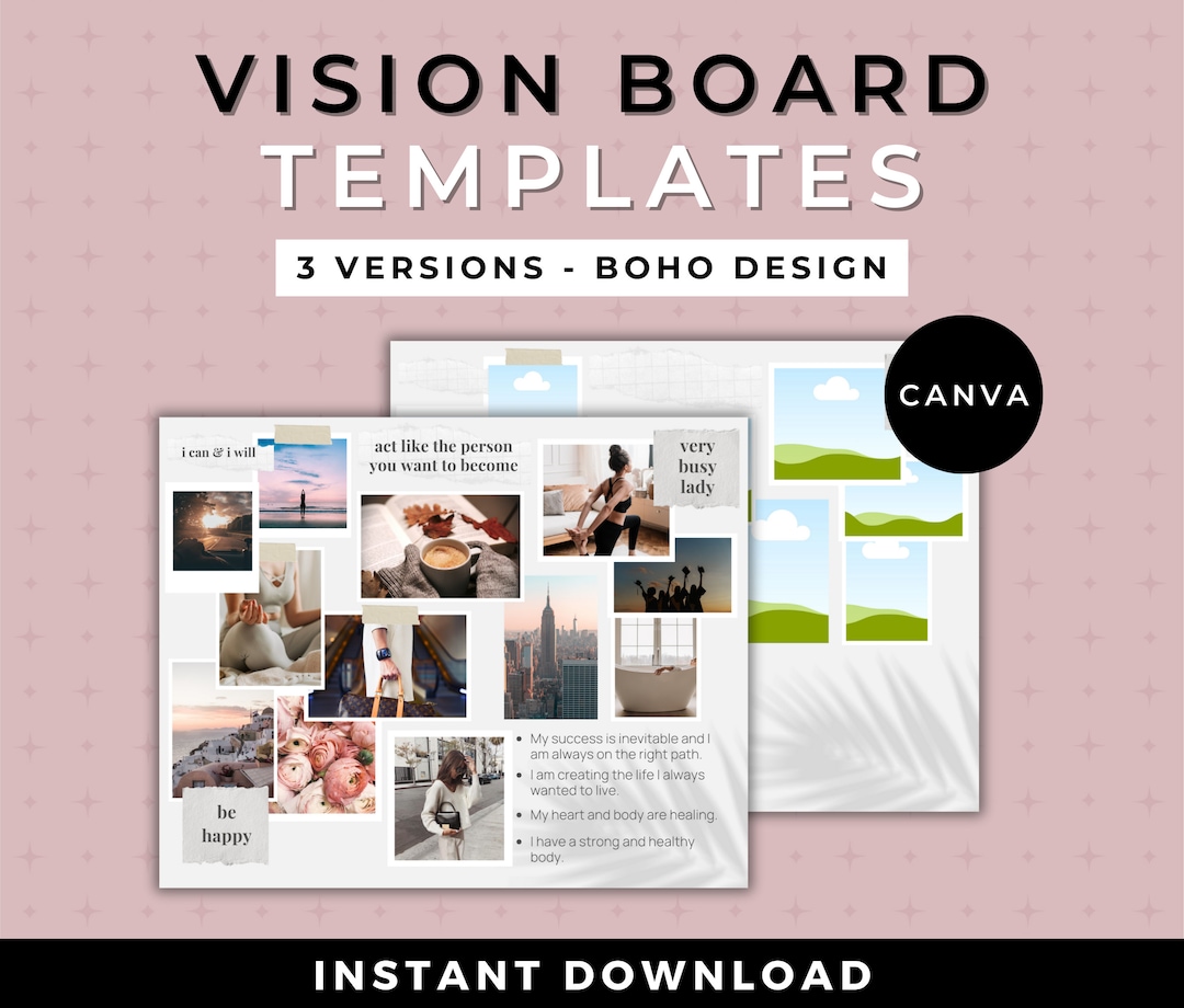 Digital Vision Board Template Canva Vision Board Wallpaper, Printable ...