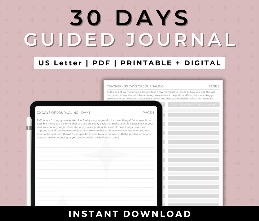 Journal Prompt Worksheets, Guided Journal Prompts, Digital Journal ...
