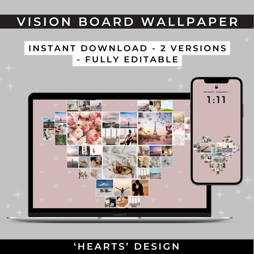 VISION BOARD Digital Desktop Wallpaper 2023 Desktop Wallpaper Cute ...