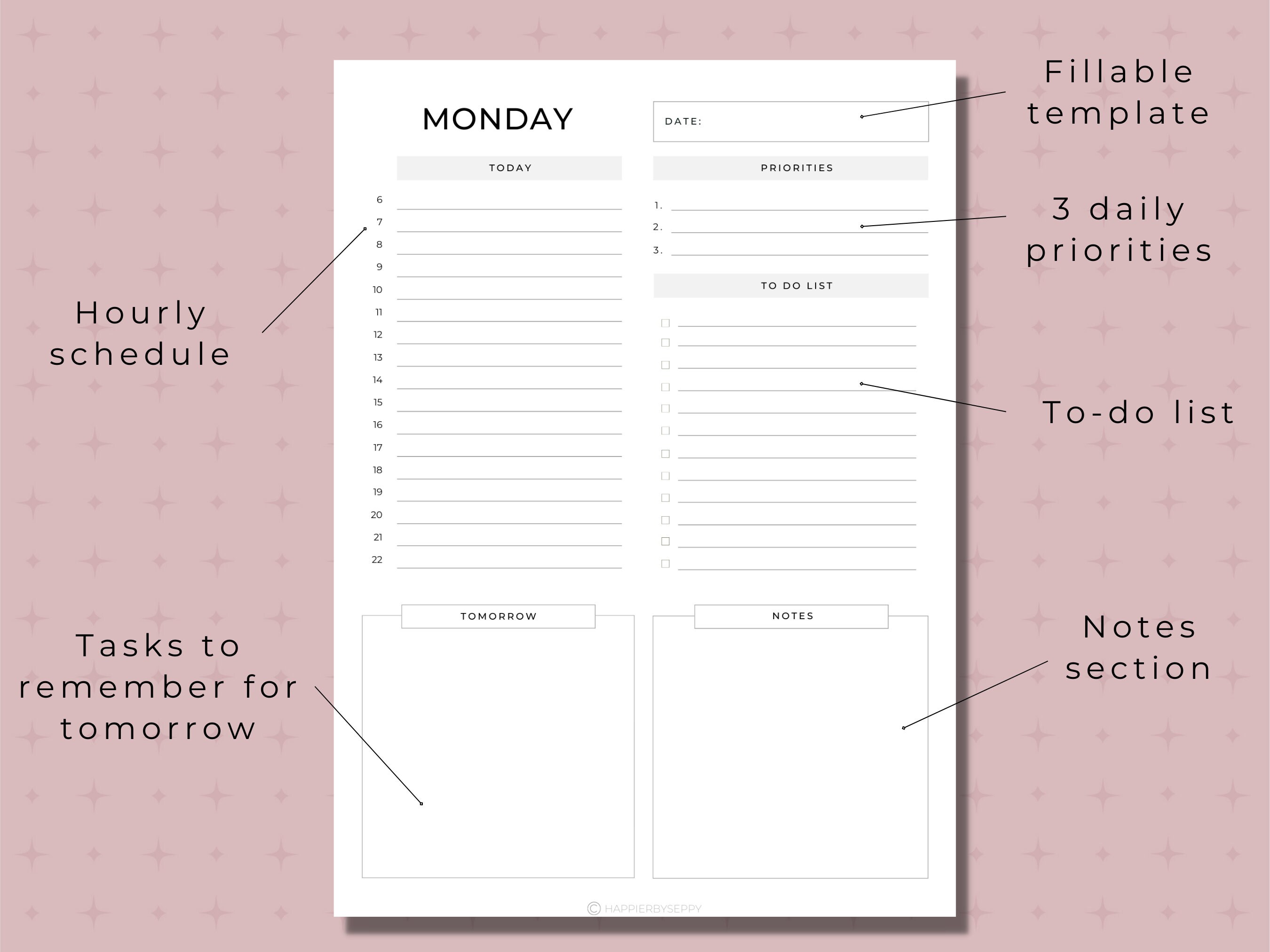 HOURLY PLANNER DIGITAL Printable Pdf, Hourly Planner Goodnotes Hourly ...