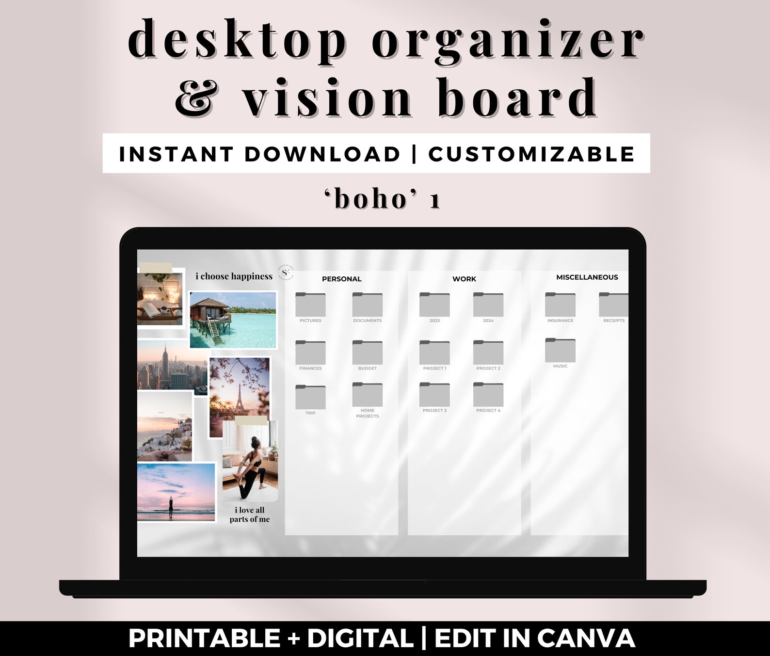 VISION BOARD 2024 Desktop Wallpaper Vision Board Canva, Vision Board ...