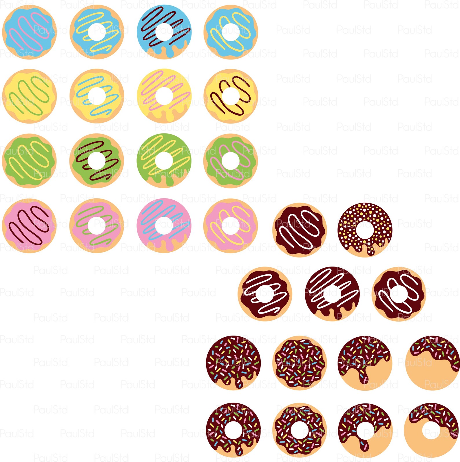Donut SVG Bundle - Sprinkle Donut Svg - Colorful Donut Svg - Donut With ...