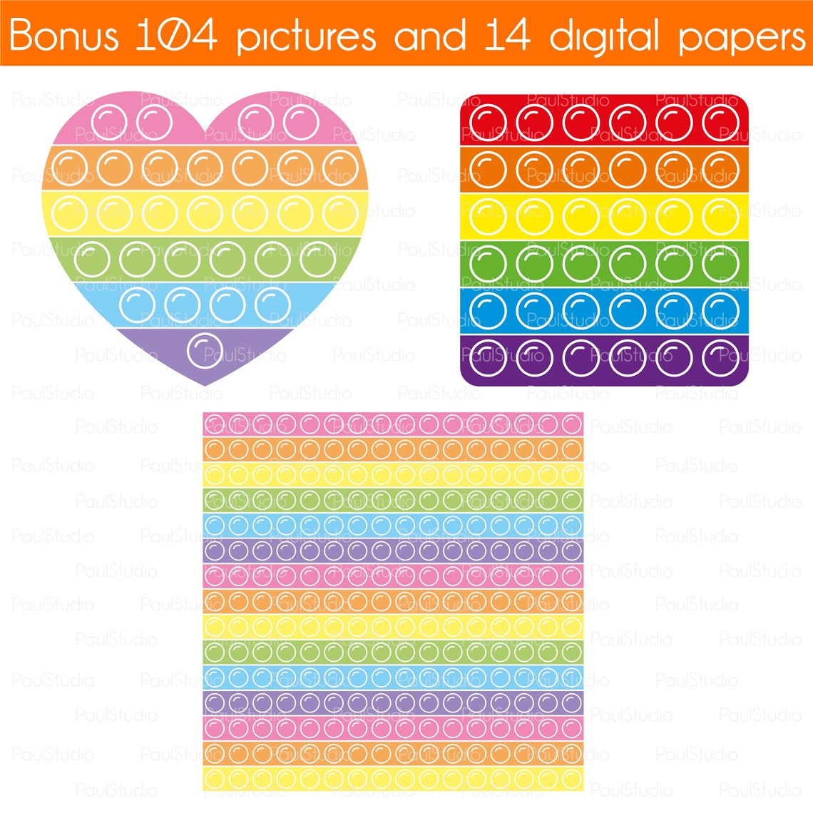 Rainbow Pop It Svg - Pop It Party Svg - Fidget Toy Svg - Pop It Clipart ...