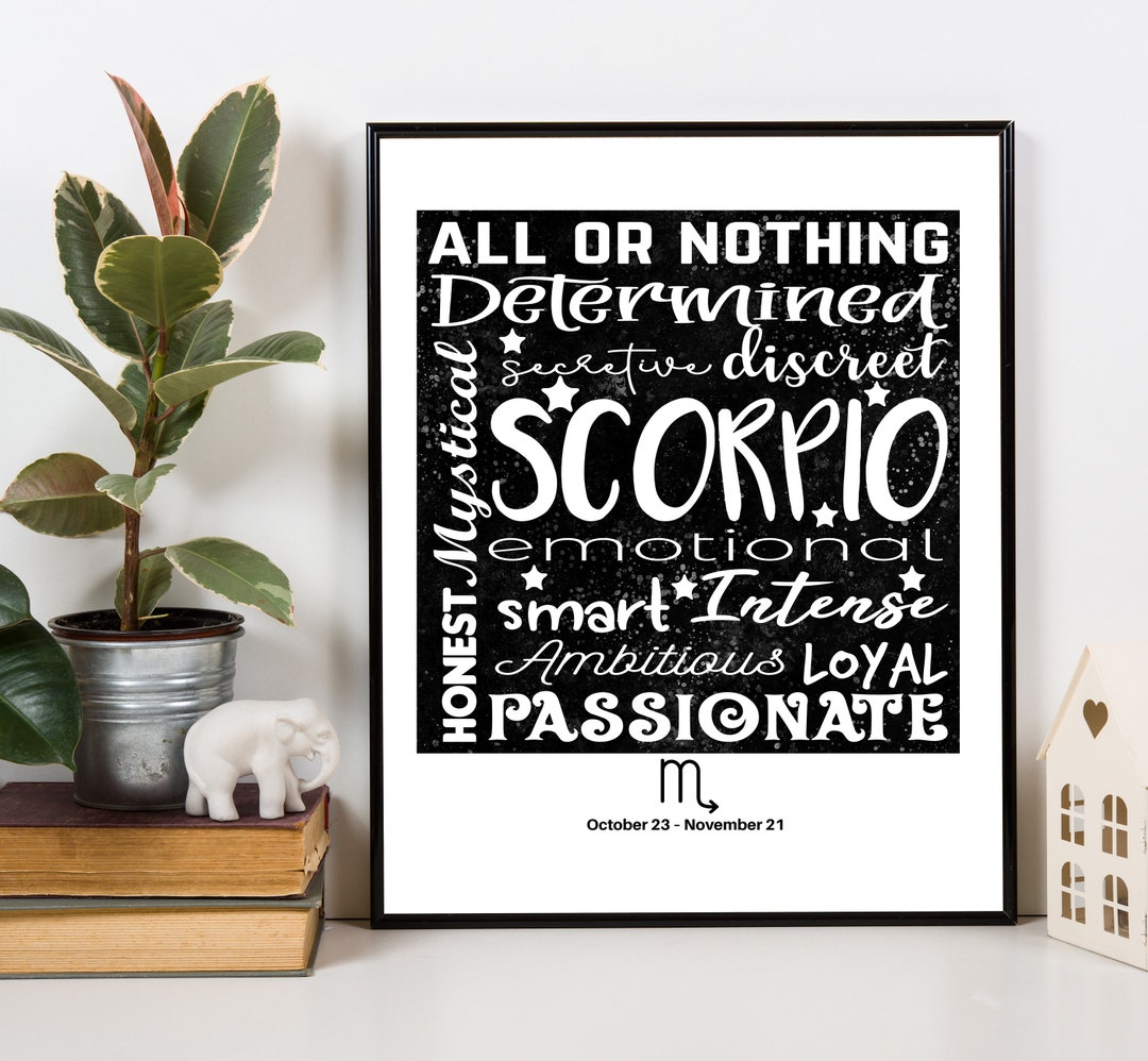 SCORPIO | PRINTABLE Art | Zodiac Sign | Personality Traits and Symbol ...