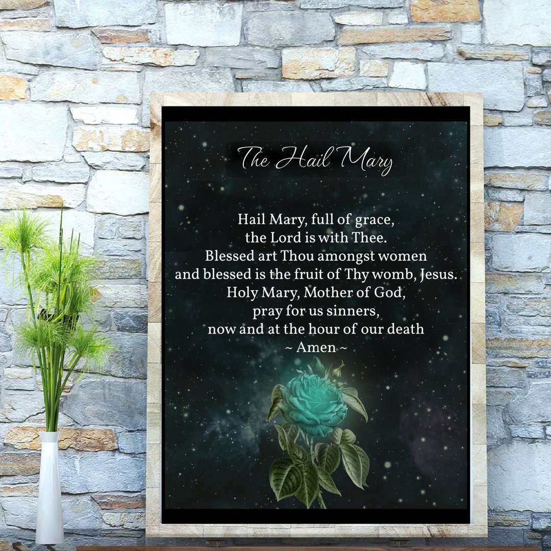 Hail Mary Prayer PRINTABLE Inspirational Encouraging Motivational - Etsy