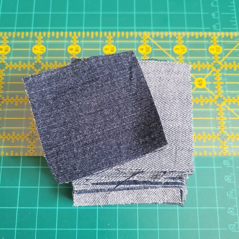 Denim Squares Precut Jeans Quilting Fabric Upcycled Reclaimed Patch ...