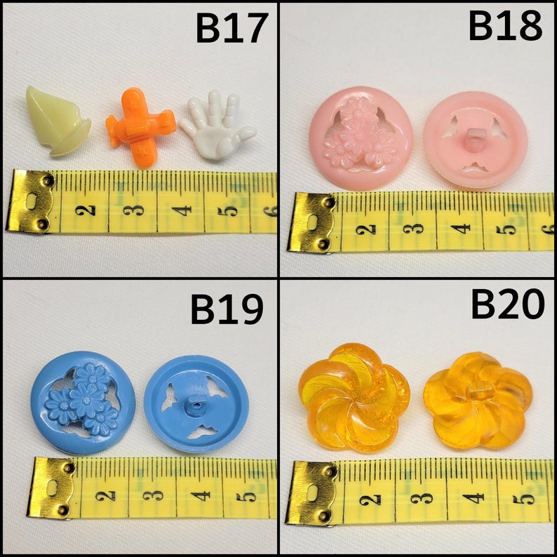 Vintage Buttons! 1940s 50s 60s 70s 80s 90s Retro Buttons Various Shapes ...