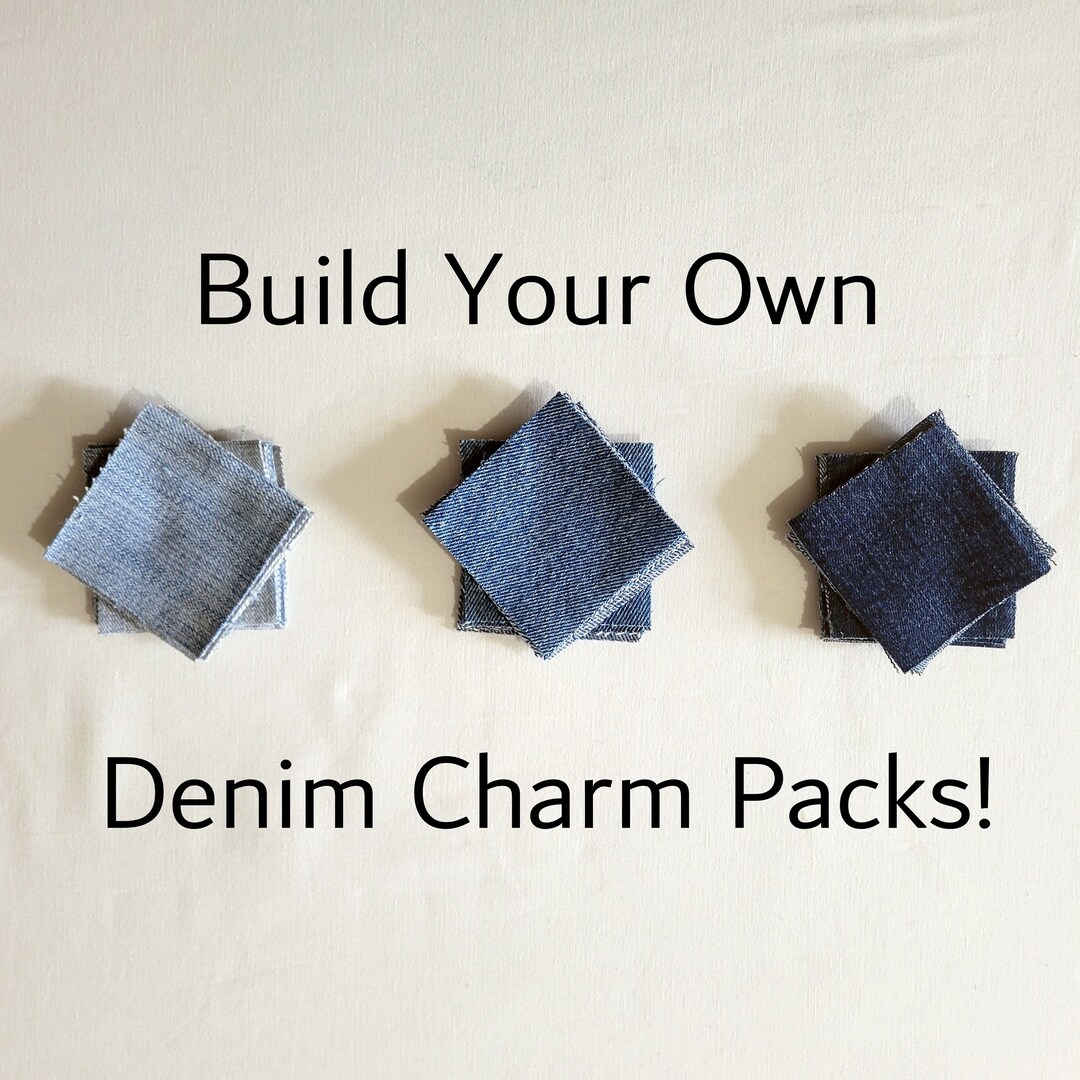 Denim Squares Precut Jeans Quilting Fabric Upcycled Reclaimed Patch ...