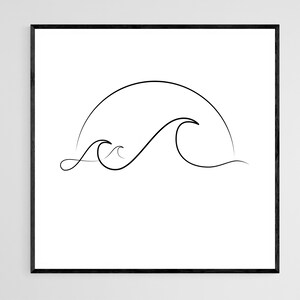 Printable One Line Drawing of Waves and Sun. One Line Art of - Etsy