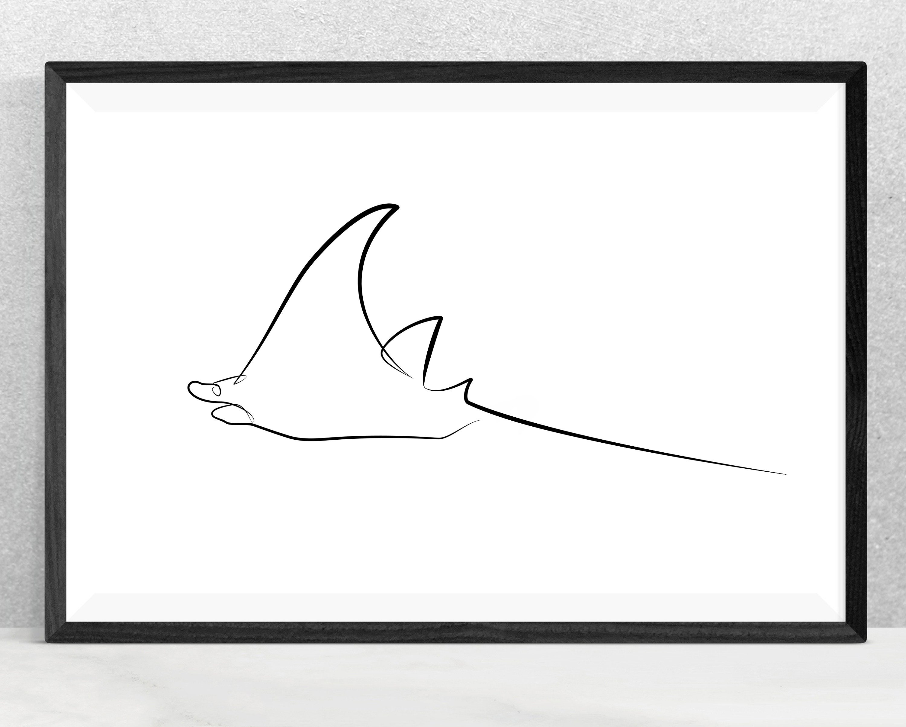 Printable One Line Art of Sea Stingray. Minimalist One Line Drawing of ...