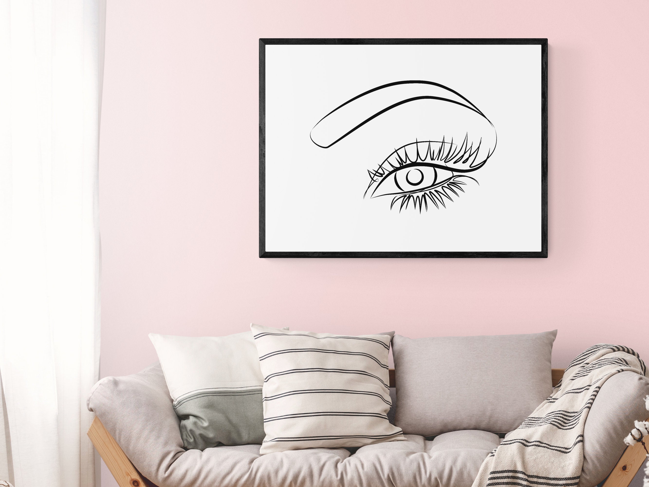 Female Eye One Line Drawing. Minimalist Abstract Wall Art Woman Eyelash ...