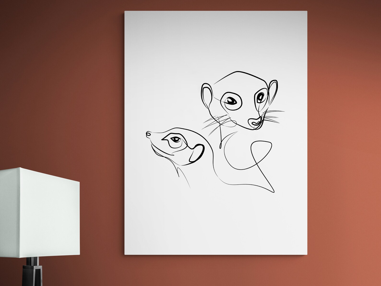 Printable One Line Art of Meerkats. Minimalist Art of Meerkats Faces in ...