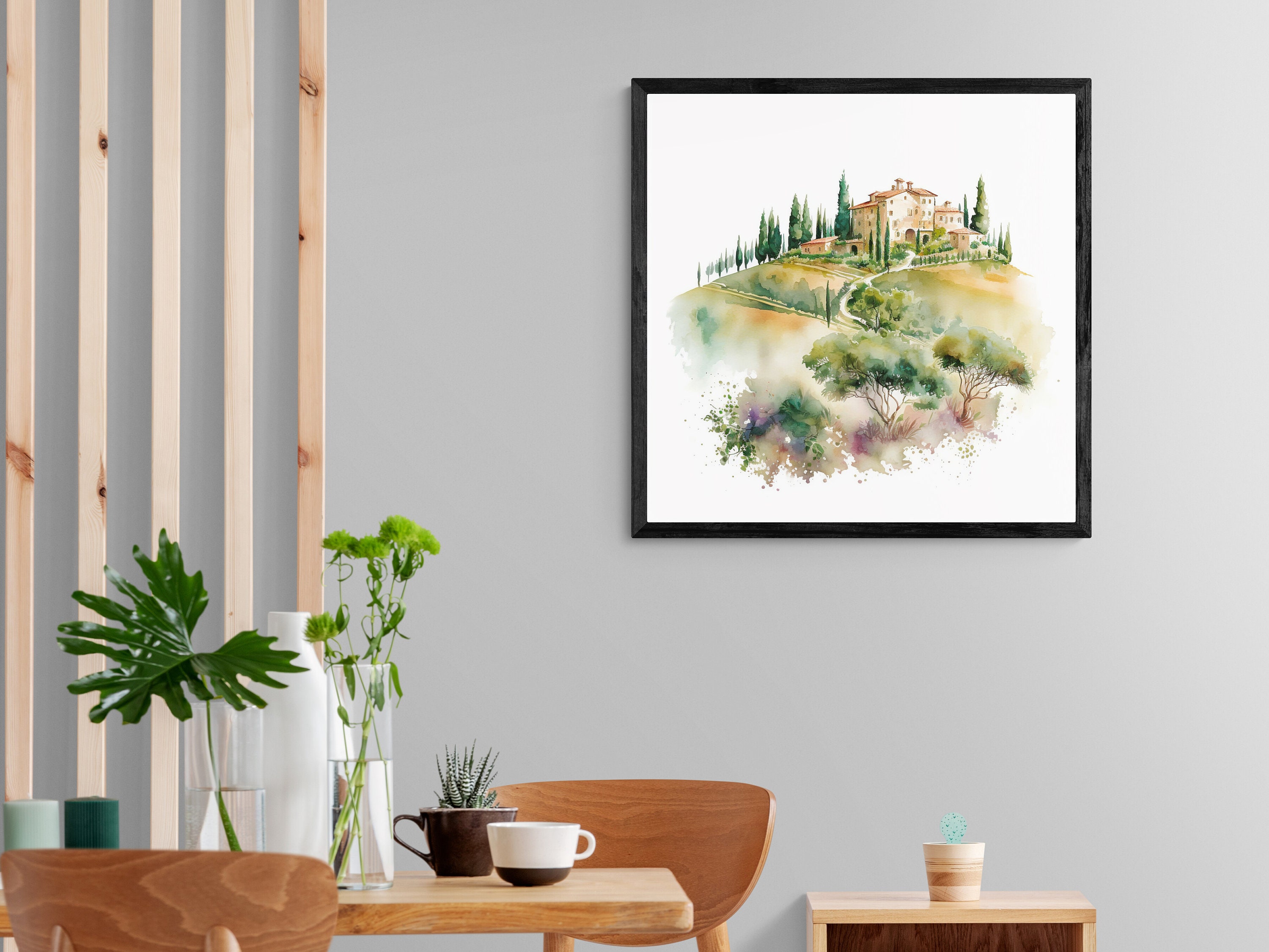 Printable Wall Art of Toscana Watercolor Landscape by Midjourney Ai ...