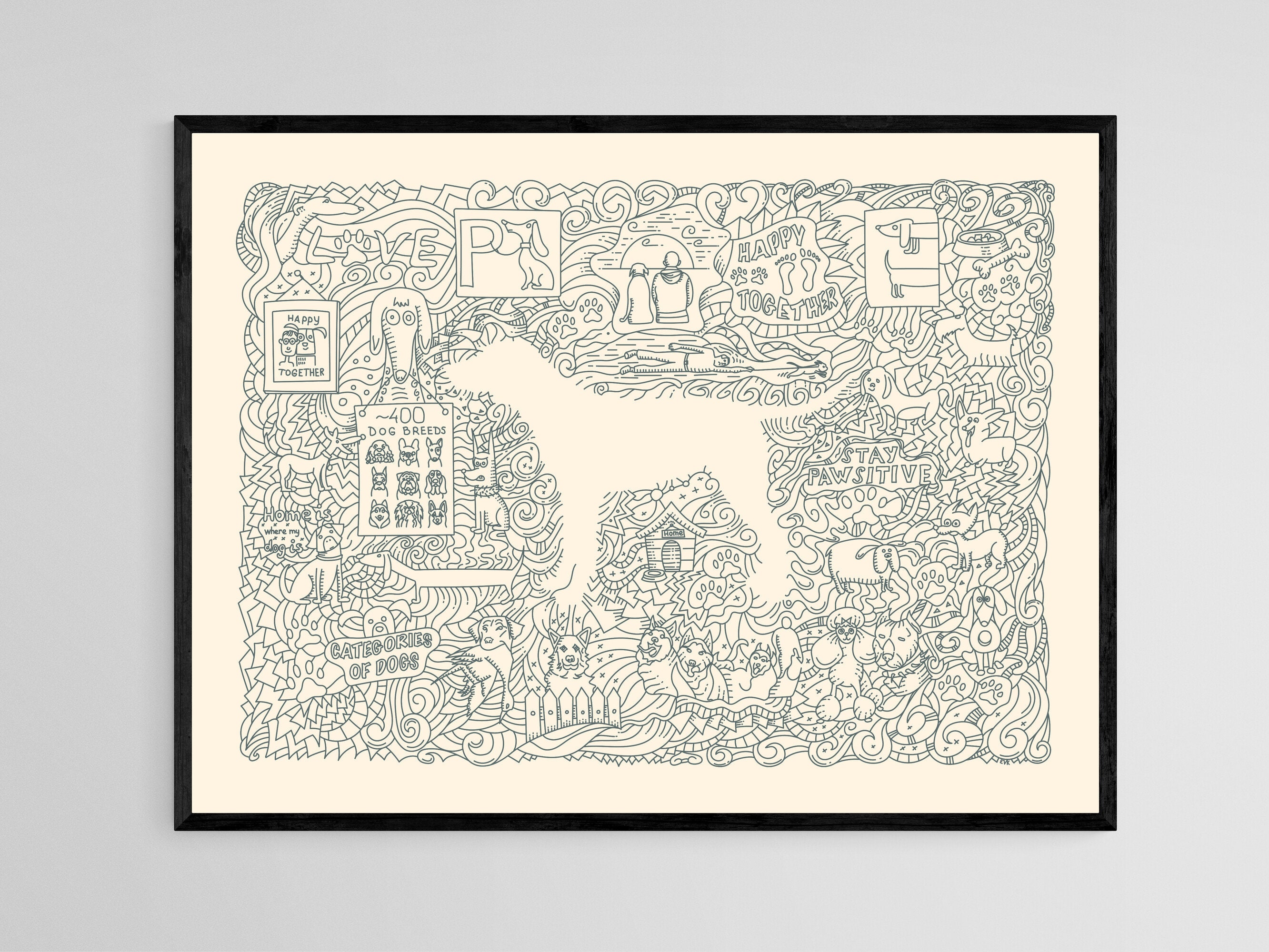 Dog Theme Poster. Dog Doodle Line Drawing. Minimalist Pet Printable ...