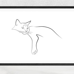 Cat Printable One Line Art. Minimalist Drawing Lazy Cat. Single Line ...