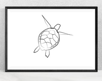 Turtle drawing - Etsy Nederland