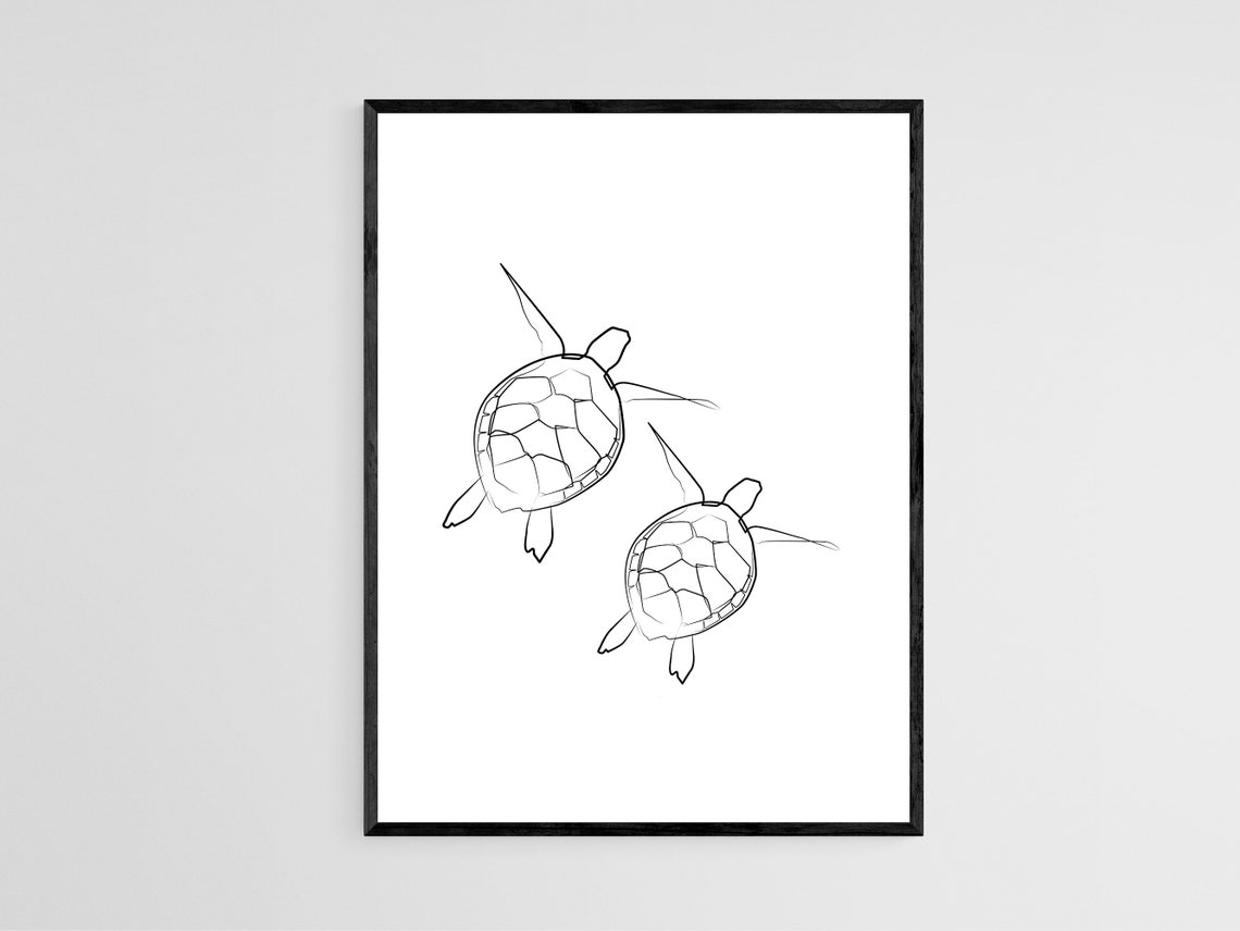 Printable One Line Art of Turtles. Sea Turtle Single Line Art ...