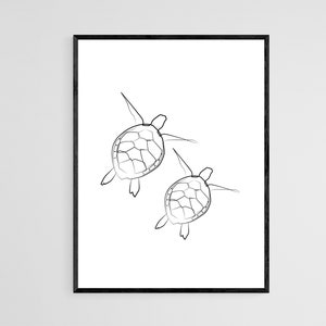 Printable One Line Art of Turtles. Sea Turtle Single Line Art ...