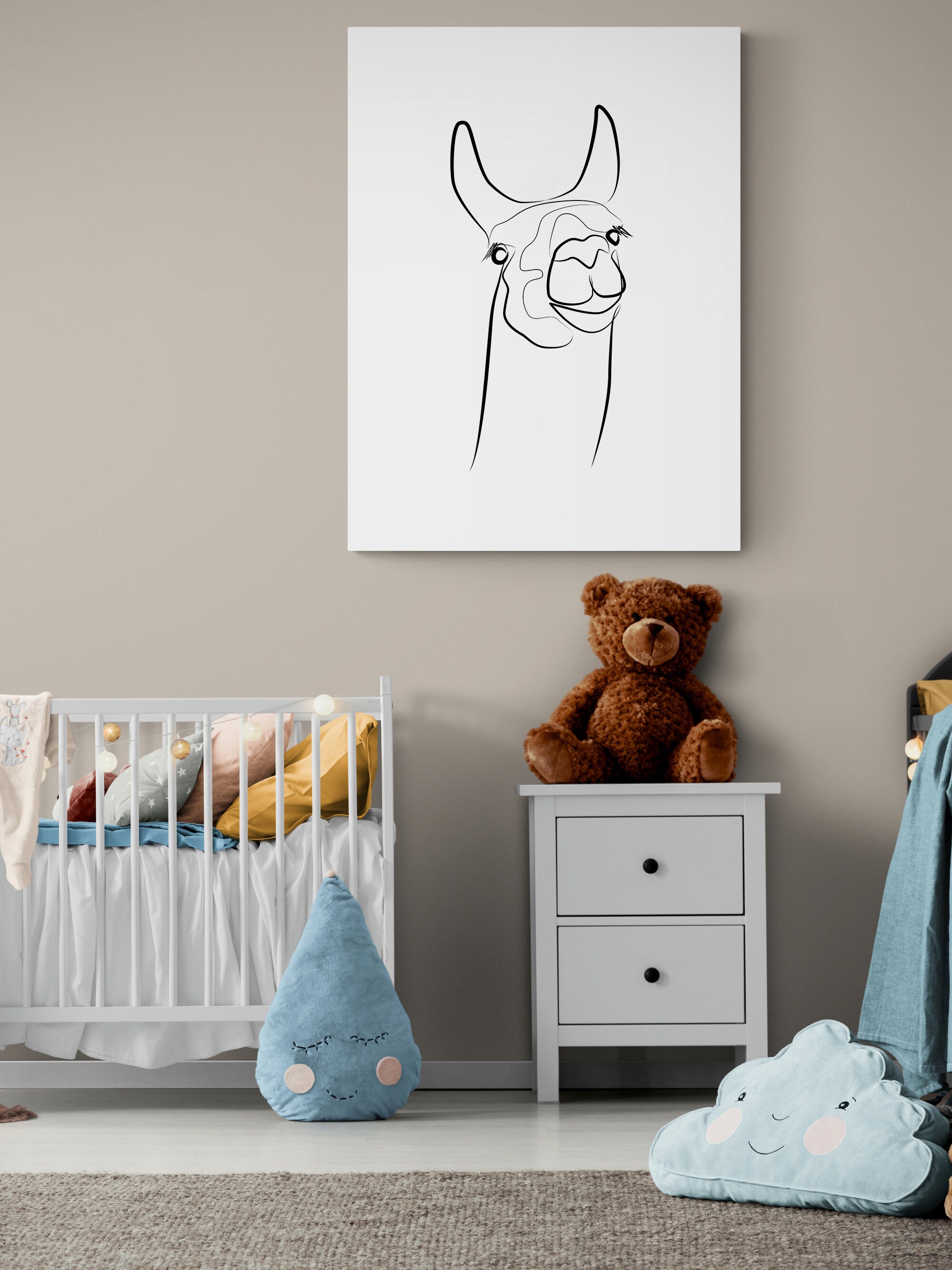 Lama Printable One Line Art. Minimalist Wall Art of (Instant Download ...