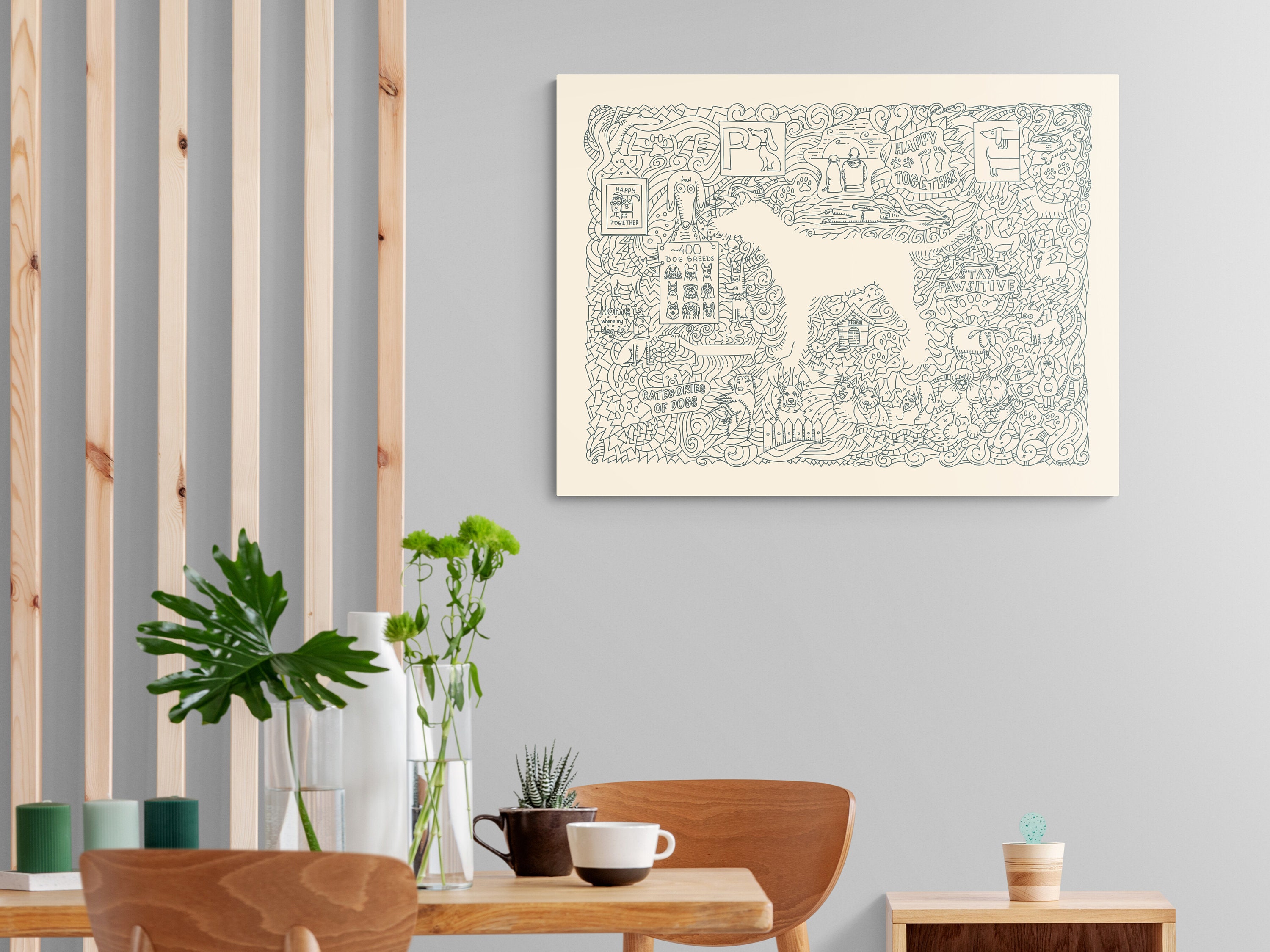 Dog Theme Poster. Dog Doodle Line Drawing. Minimalist Pet Printable ...