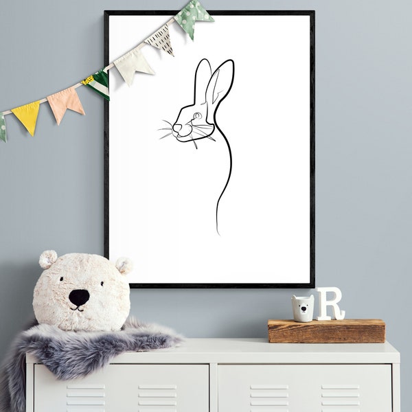 Rabbit Line Art - Etsy