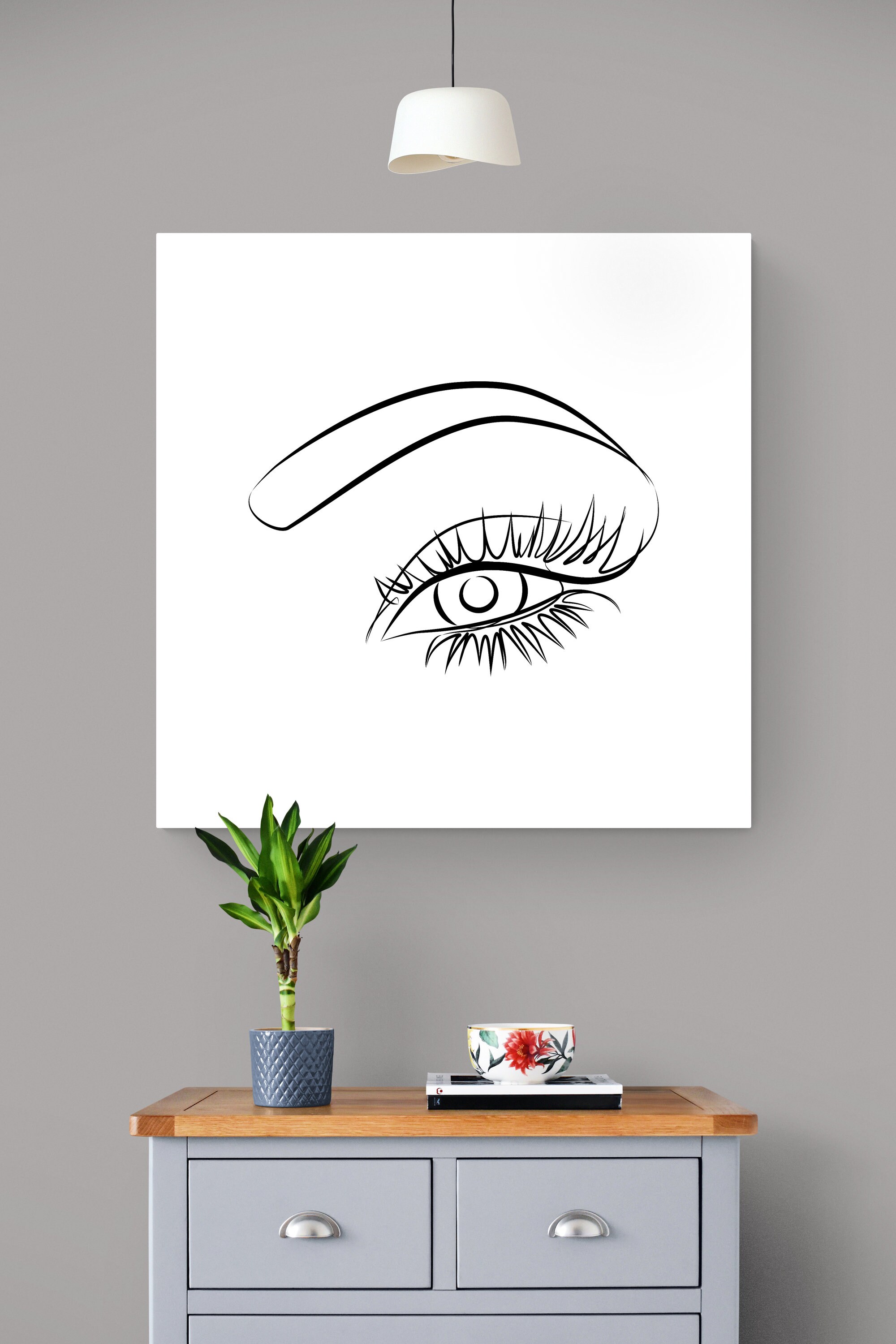 Female Eye One Line Drawing. Minimalist Abstract Wall Art Woman Eyelash ...