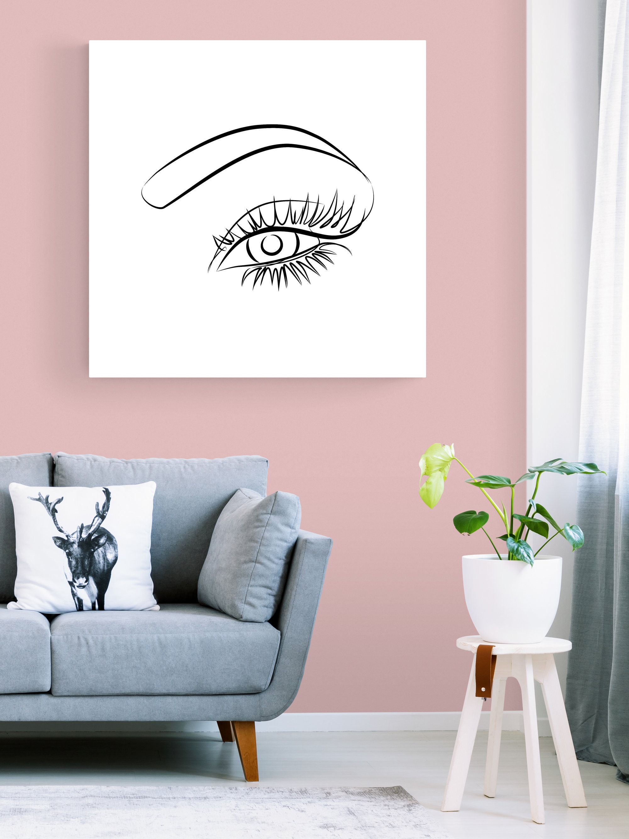 Female Eye One Line Drawing. Minimalist Abstract Wall Art Woman Eyelash ...