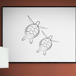 Printable One Line Art of Turtles. Sea Turtle Single Line Art ...
